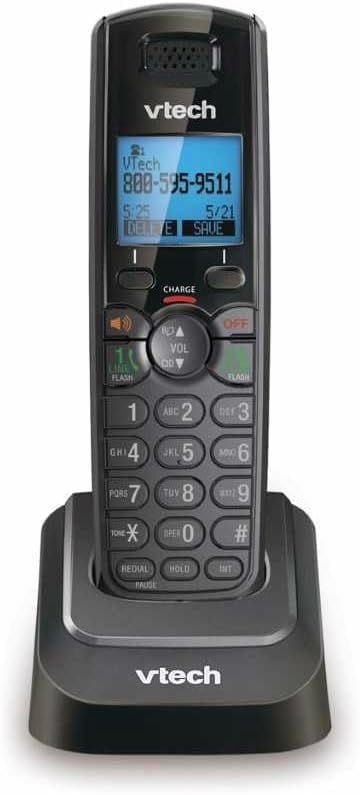 VTech DS6101-11 DECT 6.0 2-Line Accessory Handset Cordless Phone, Black – Expandable System ...