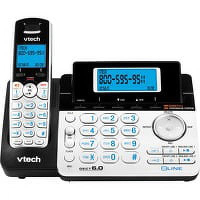 VTech DS6151 DECT 6.0 2-Line Expandable Cordless Phone with Answering System, Silver/Black with ...