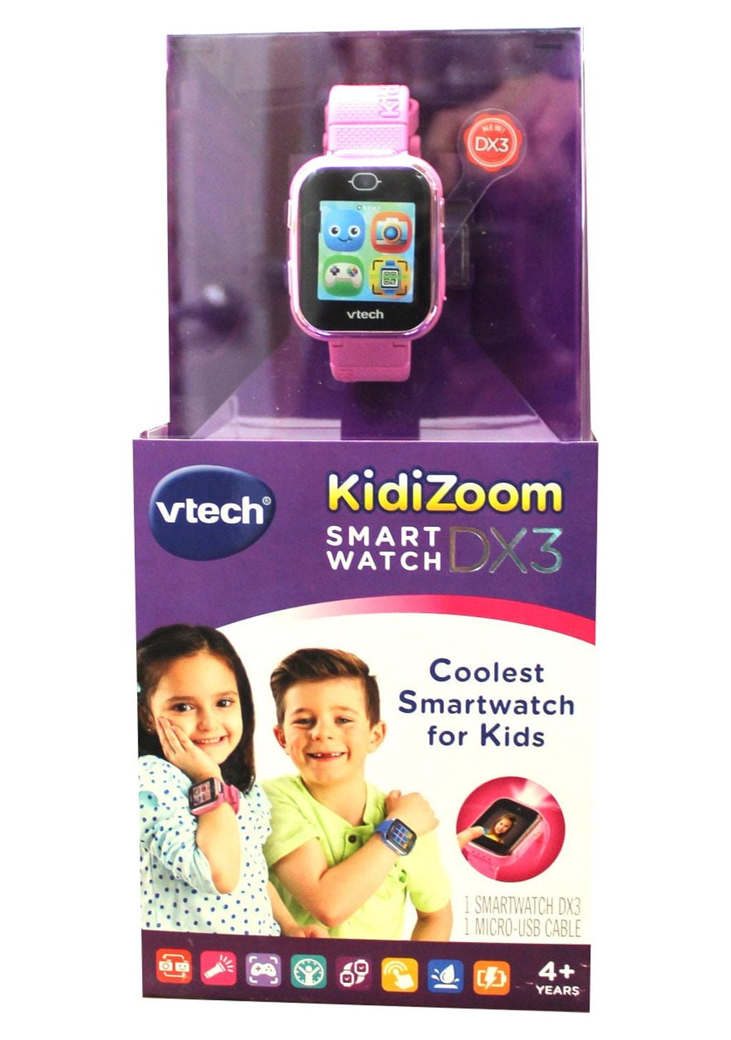 VTech KidiZoom DX3 Smartwatch Pink - Kid-Friendly Dual Camera Digital ...