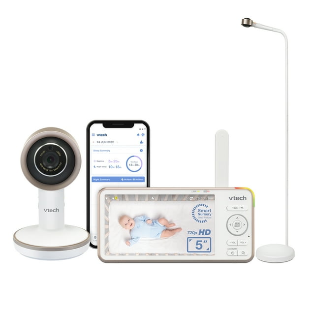 VTech V-Care 1080p WiFi Smart Nursery Remote Access Over-the-Crib Floor ...