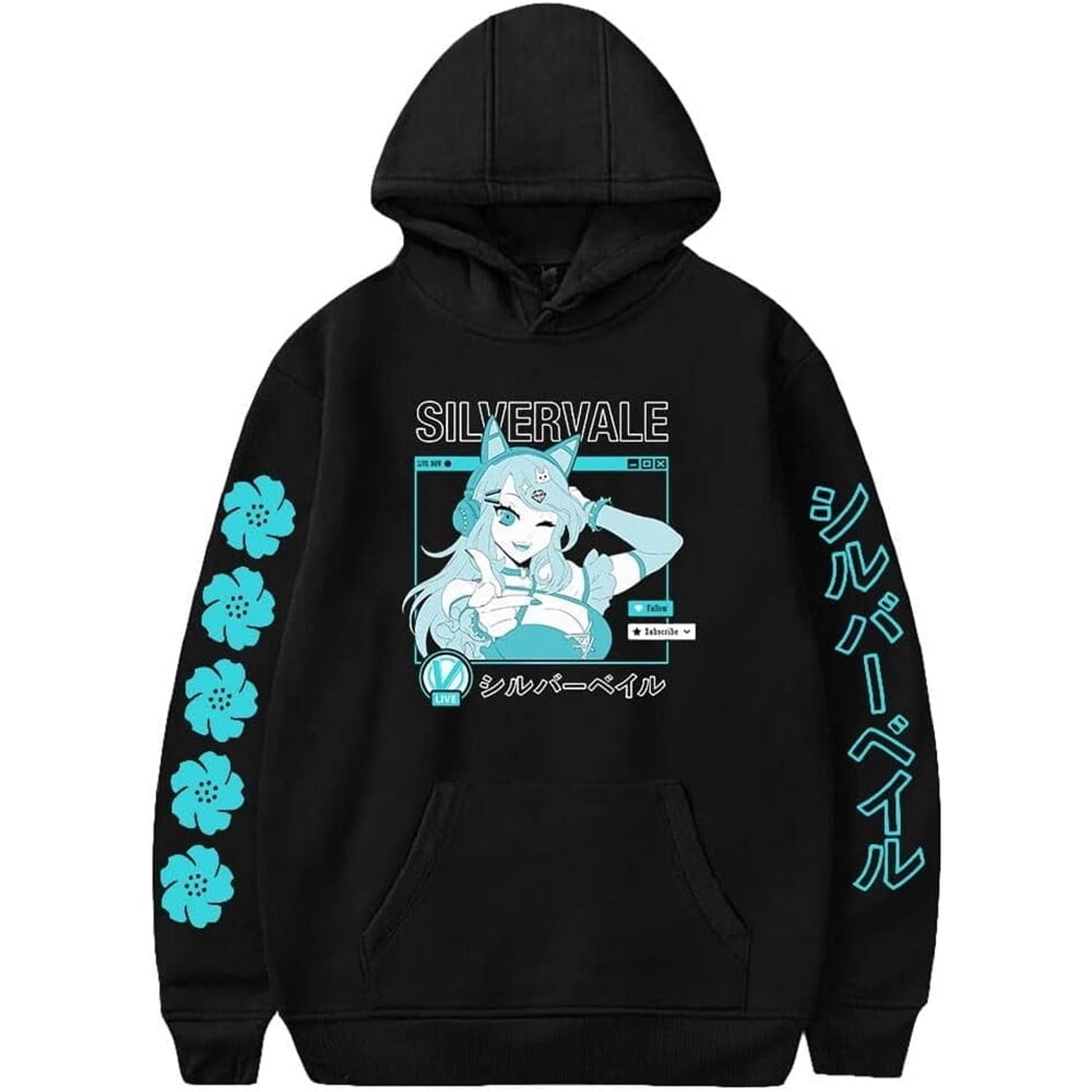 VTuber Silvervale Anime Hoodie - Unisex Long Sleeve Pullover Harajuku ...