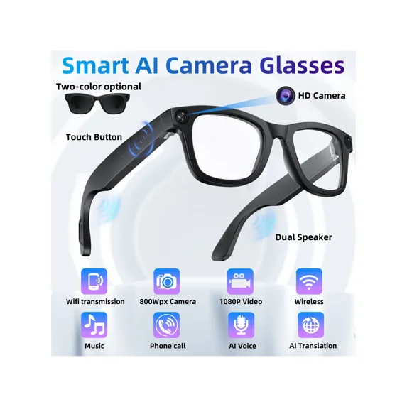 VUB 1080P HD Smart Video Glasses with Real-Time Translation, 4K ...