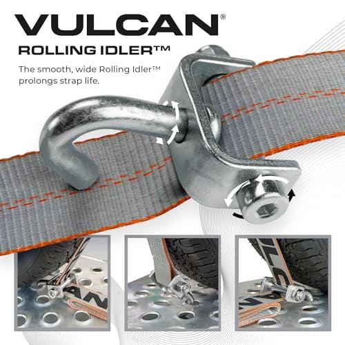 VULCAN Autohauler Car Tie Down - Rolling Idler 3-Cleat - 120 Inch - 4 ...