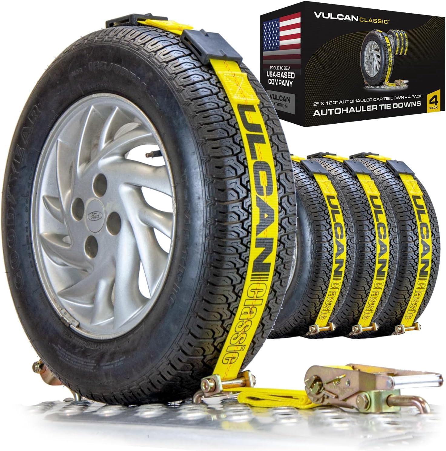 VULCAN Autohauler Car Tie Down - Rolling Idler Three Cleat - 120 Inch ...