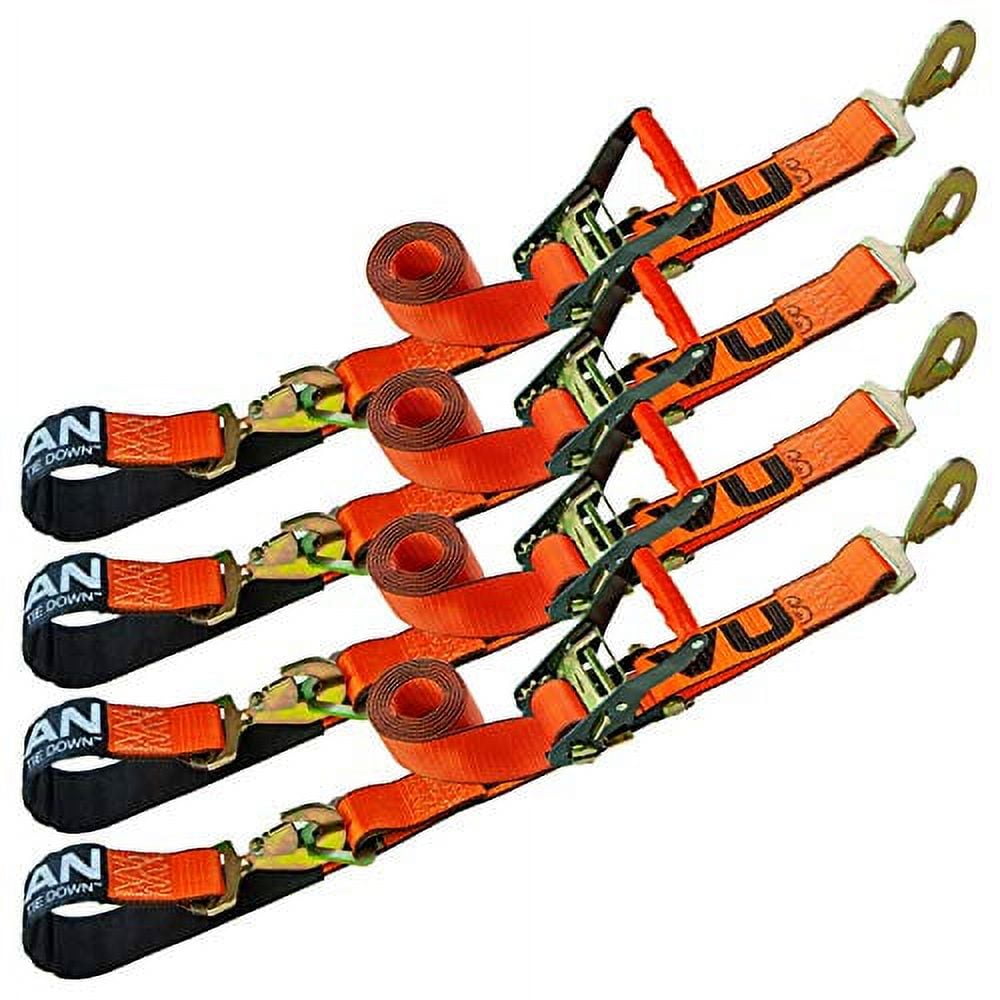 VULCAN Axle Combo Strap, Snap Hook Ratchet, 2 inch x 114 inch, 4 Pack ...