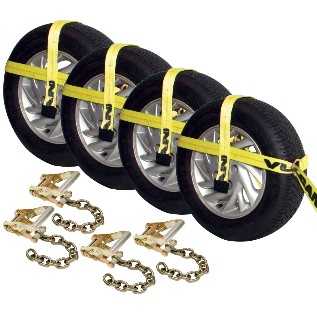 VULCAN Car Tie Down - Adjustable Loop - Chain Ratchet - 4 Pack ...