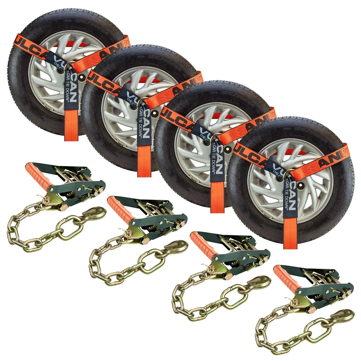 VULCAN Car Tie Down - Chain Anchors - Lasso - 2 inch x 96 inch - 4 Pack ...