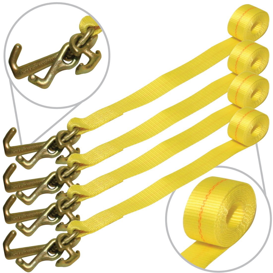 VULCAN Car Tie Down Replacement Strap - RTJ Hooks - 96 inch - 4 Pack ...