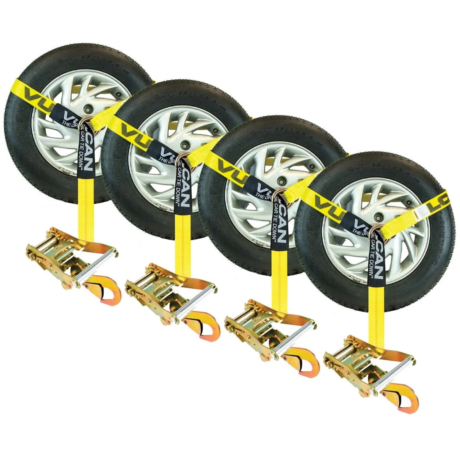 VULCAN Car Tie Down - Lasso Style - Snap Hooks - 2x96 inch, 4 Pack, SWL ...