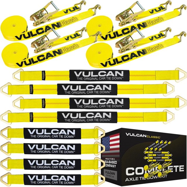 VULCAN Complete Axle Strap Tie Down Kit with Wire Hook Ratchet Straps ...