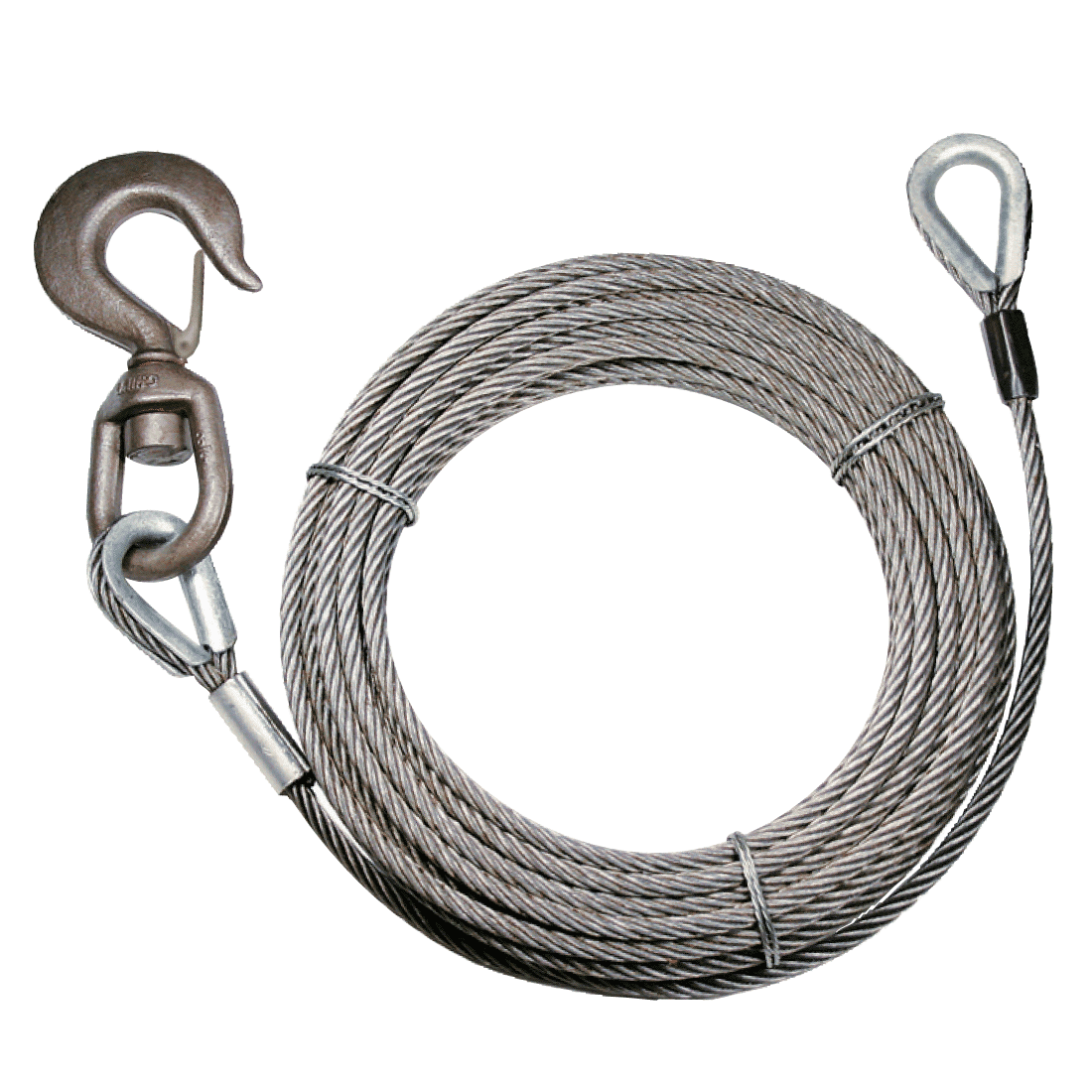 VULCAN Extension Winch Cable, Swivel Hook & Eye, 3/8 inch x 50 foot ...