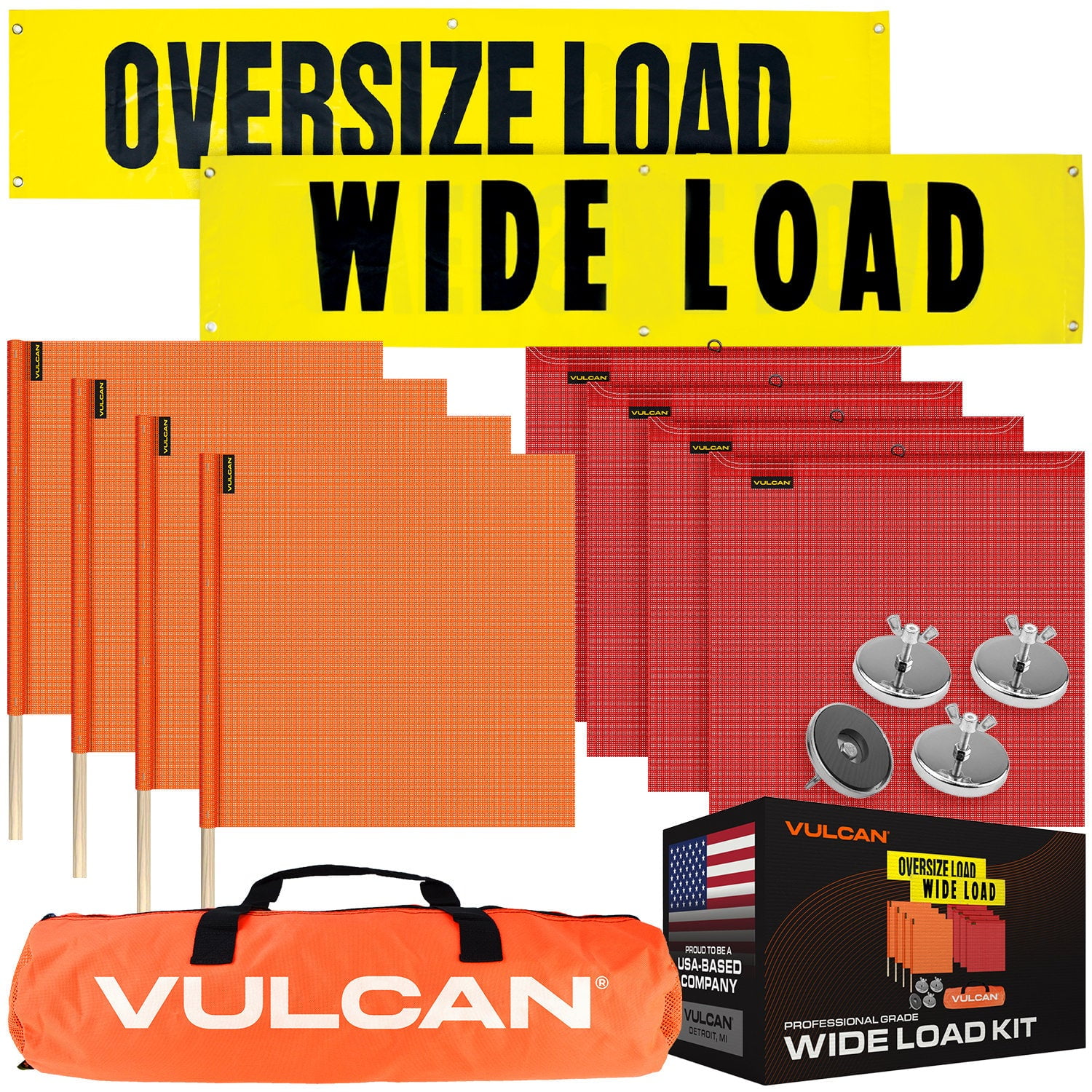VULCAN Flags, Signs, and Magnets Kit, 2 Reversible Wide/Oversize Load ...