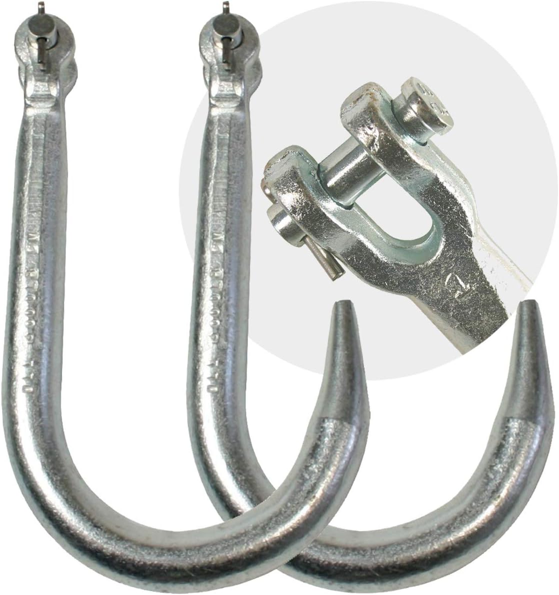VULCAN Grade 43 Clevis Tow Hook - 8 Inch - 2 Pack - 3,000 Pound Safe ...