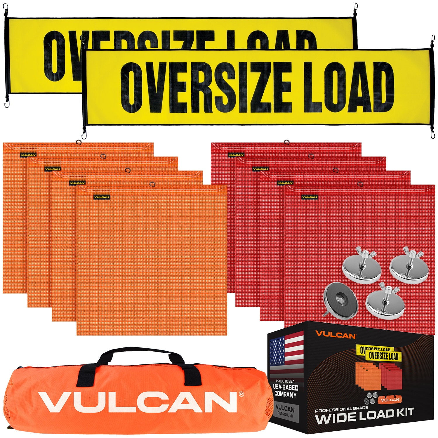 VULCAN Oversize Load Banners, Flags and Magnets Kit, 2 Stretch Cord ...