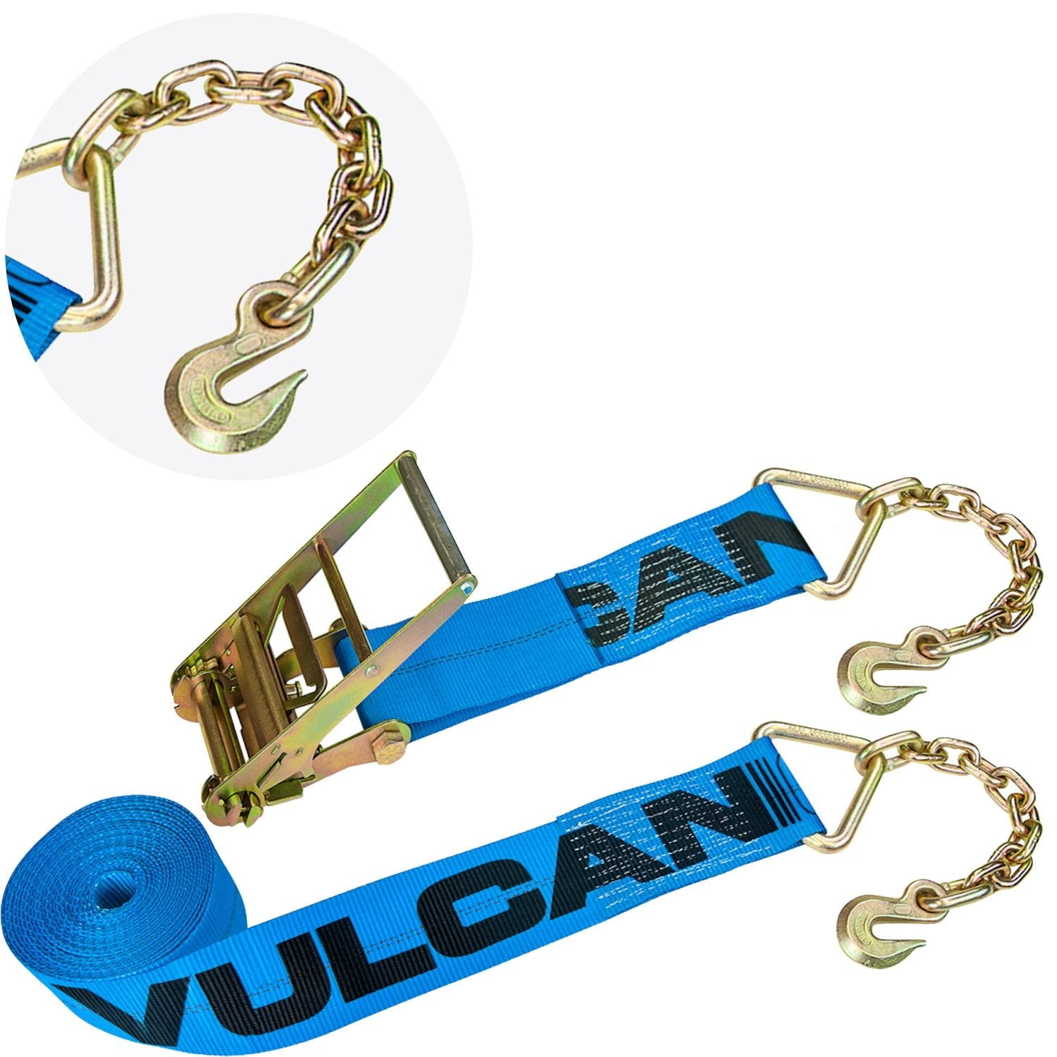VULCAN Ratchet Strap - Chain Anchors - 4 inch x 30 foot - 6,600 Lbs SWL ...