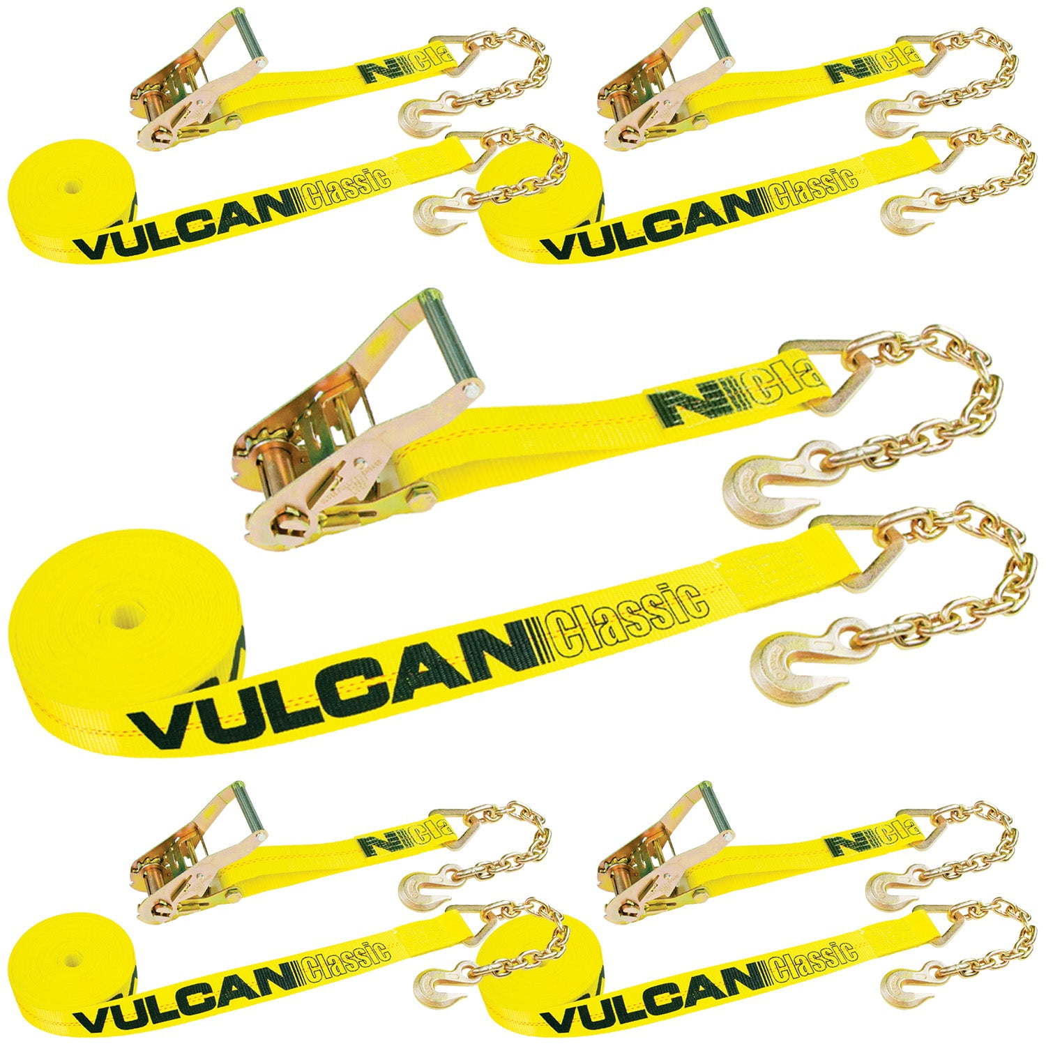 VULCAN Ratchet Strap - Chain Anchors - Classic Yellow - 2 inch x 27 ...
