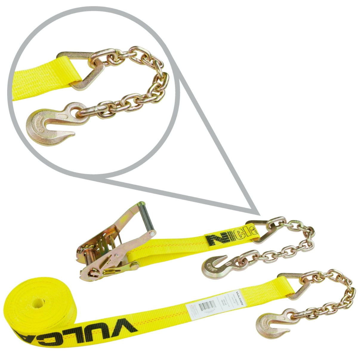 VULCAN Ratchet Strap - Chain Anchors - Classic Yellow - 2 inch x 27 ...