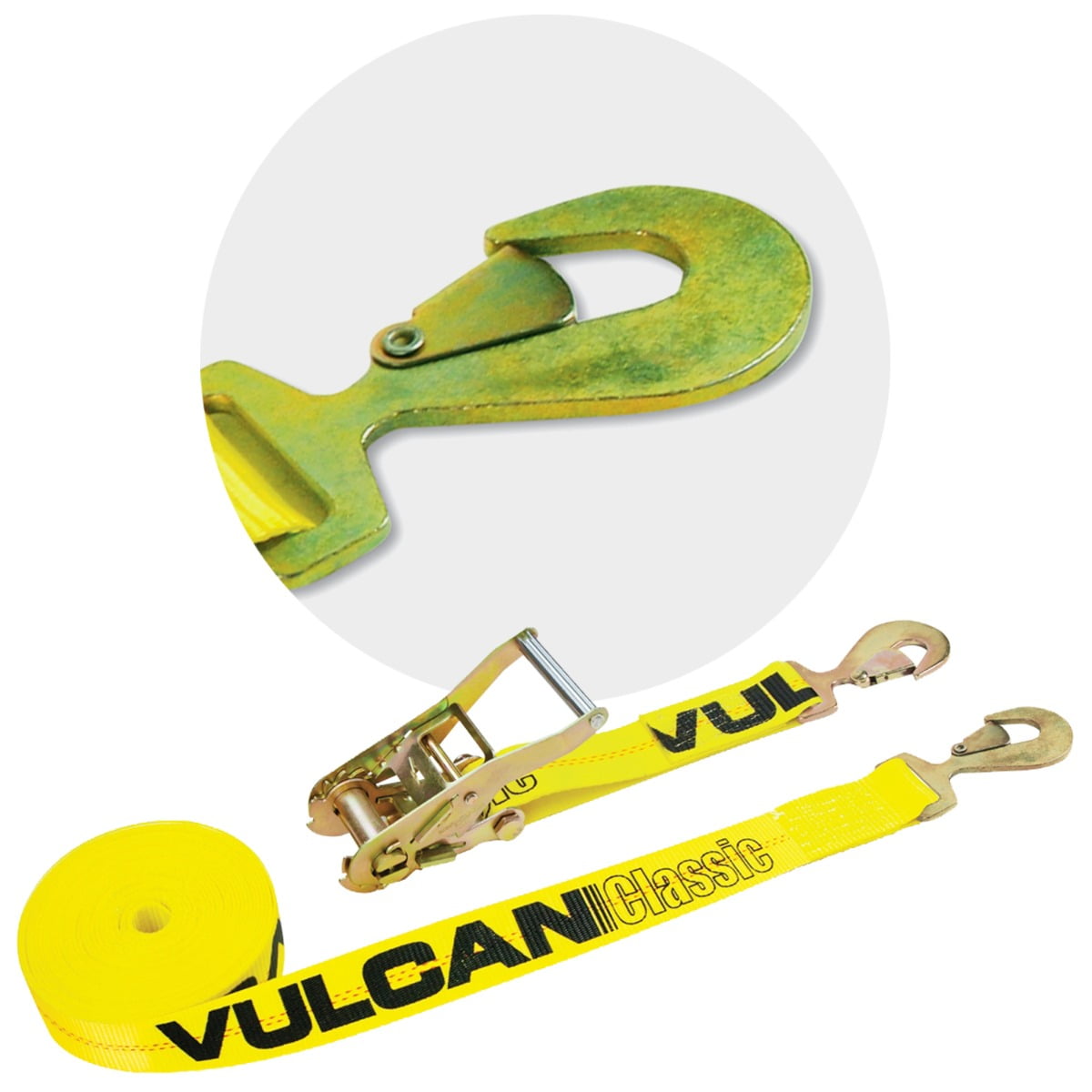 VULCAN Ratchet Strap - Snap Hooks - 2 inch x 27 foot - Classic Yellow ...
