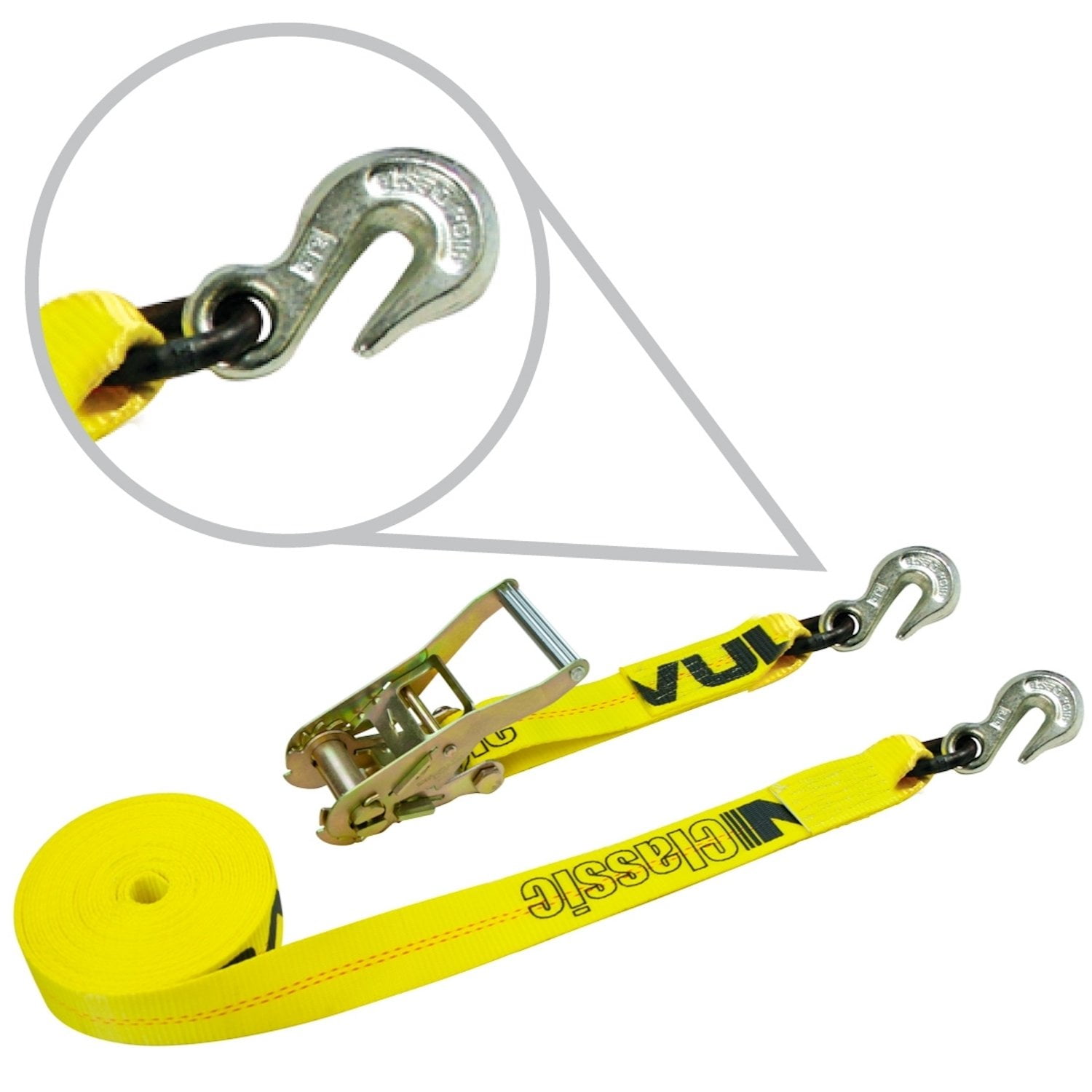 VULCAN Ratchet Strap - Snap Hooks - 2 inch x 30 foot - Classic Yellow ...