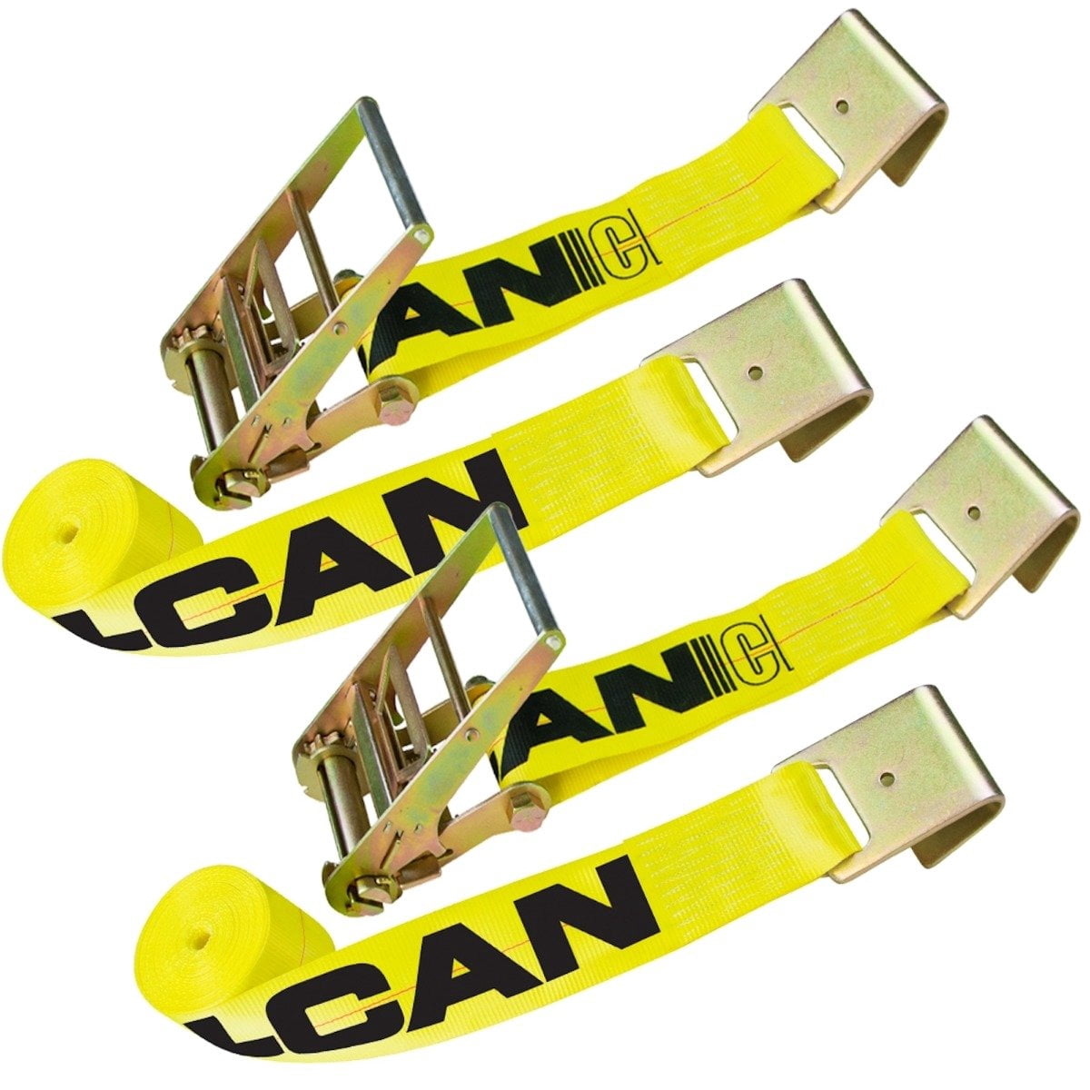 VULCAN Ratchet Strap with Flat Hooks - 4 Inch x 27 Foot - 2 Pack ...