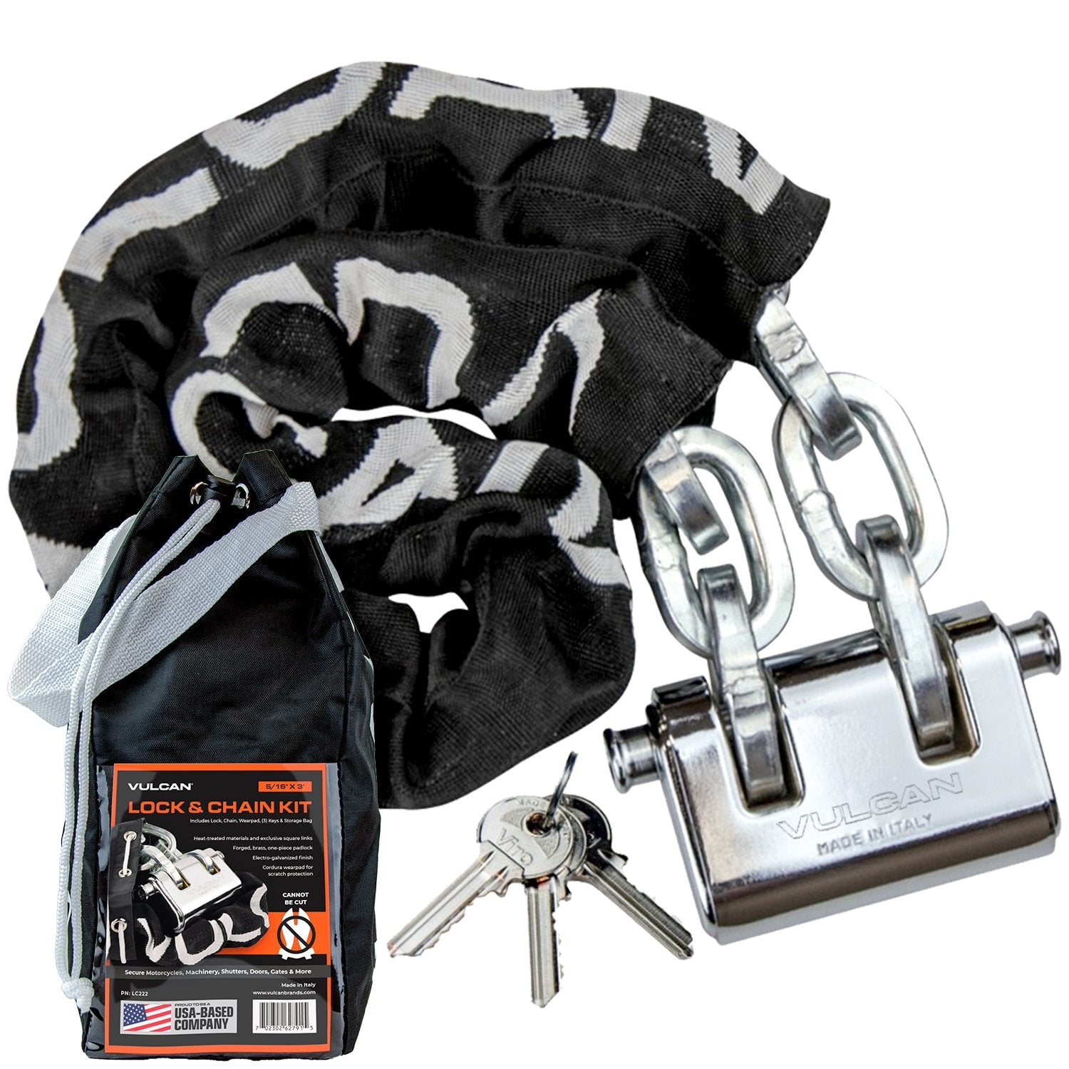 VULCAN Security Chain and Lock Kit, 5/16 inch x 3 foot (+/- 1.5 inches ...