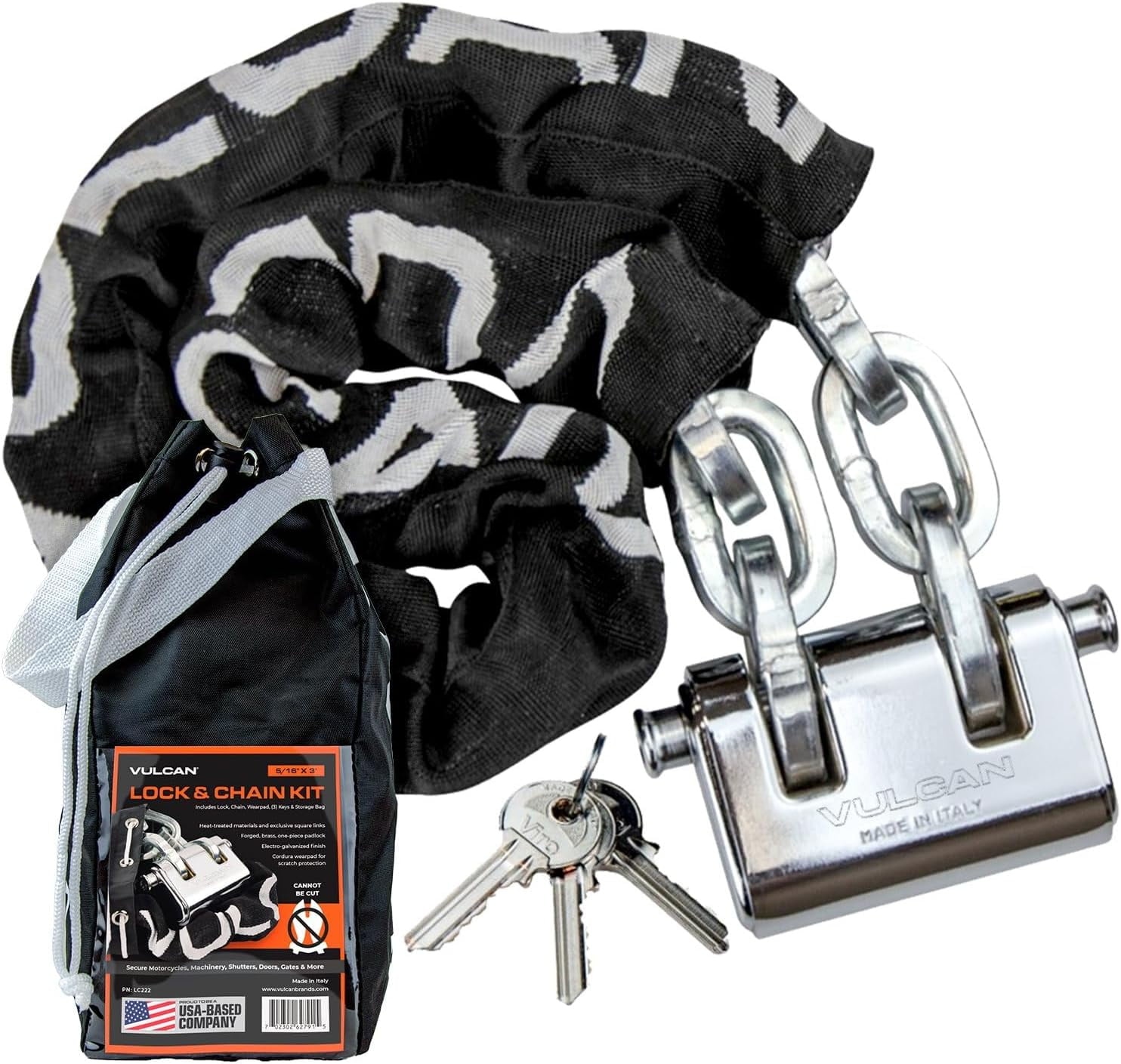 VULCAN Security Chain and Lock Kit - Premium Case-Hardened - 3/8 Inch x ...