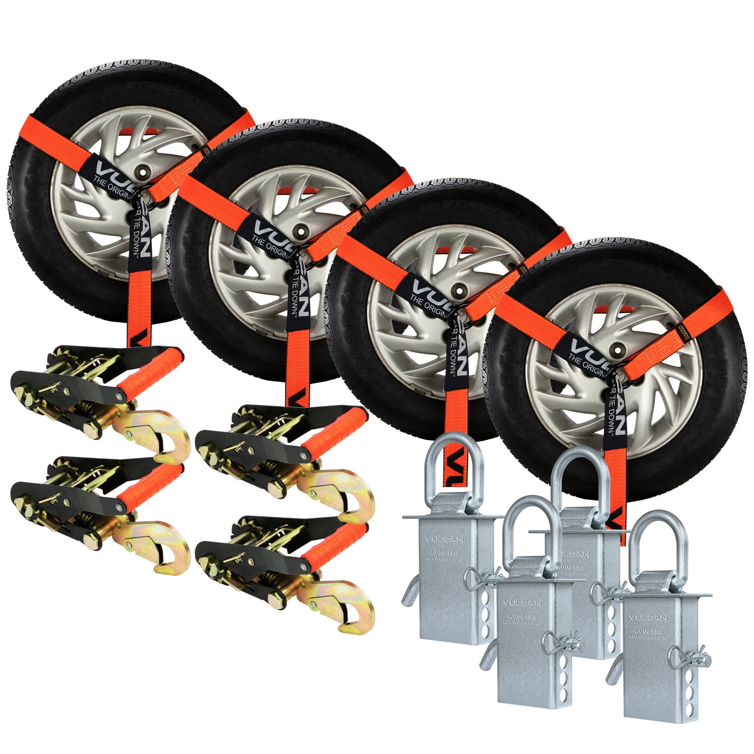 VULCAN Snap Hook Vehicle Tie Down Kits - Heavy Duty Stake Pocket D ...