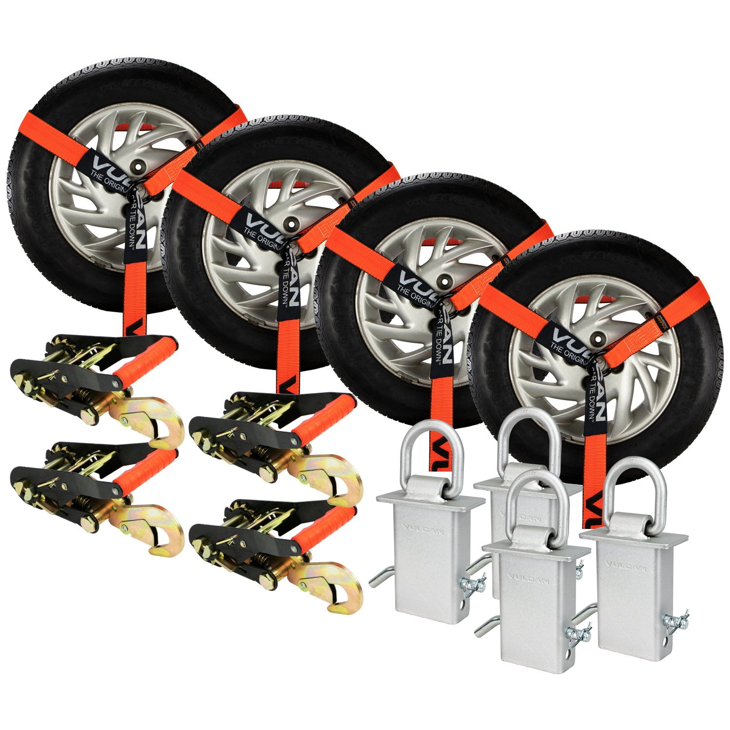 VULCAN Snap Hook Vehicle Tie Down Kits - Heavy Duty Stake Pocket D ...