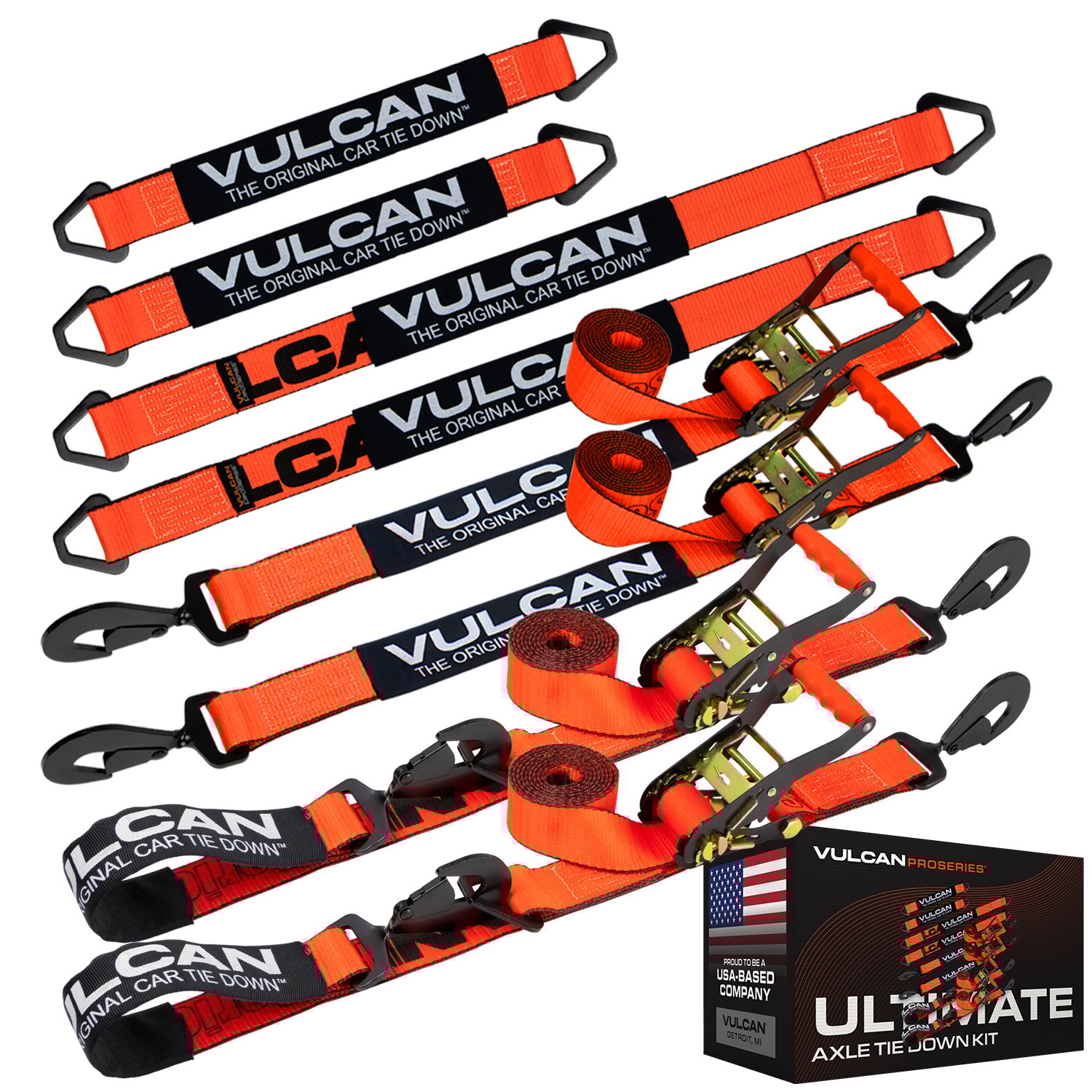 VULCAN Ultimate Axle Tie Down Kit, PROSeries, (2) 22 inch Axle Straps ...