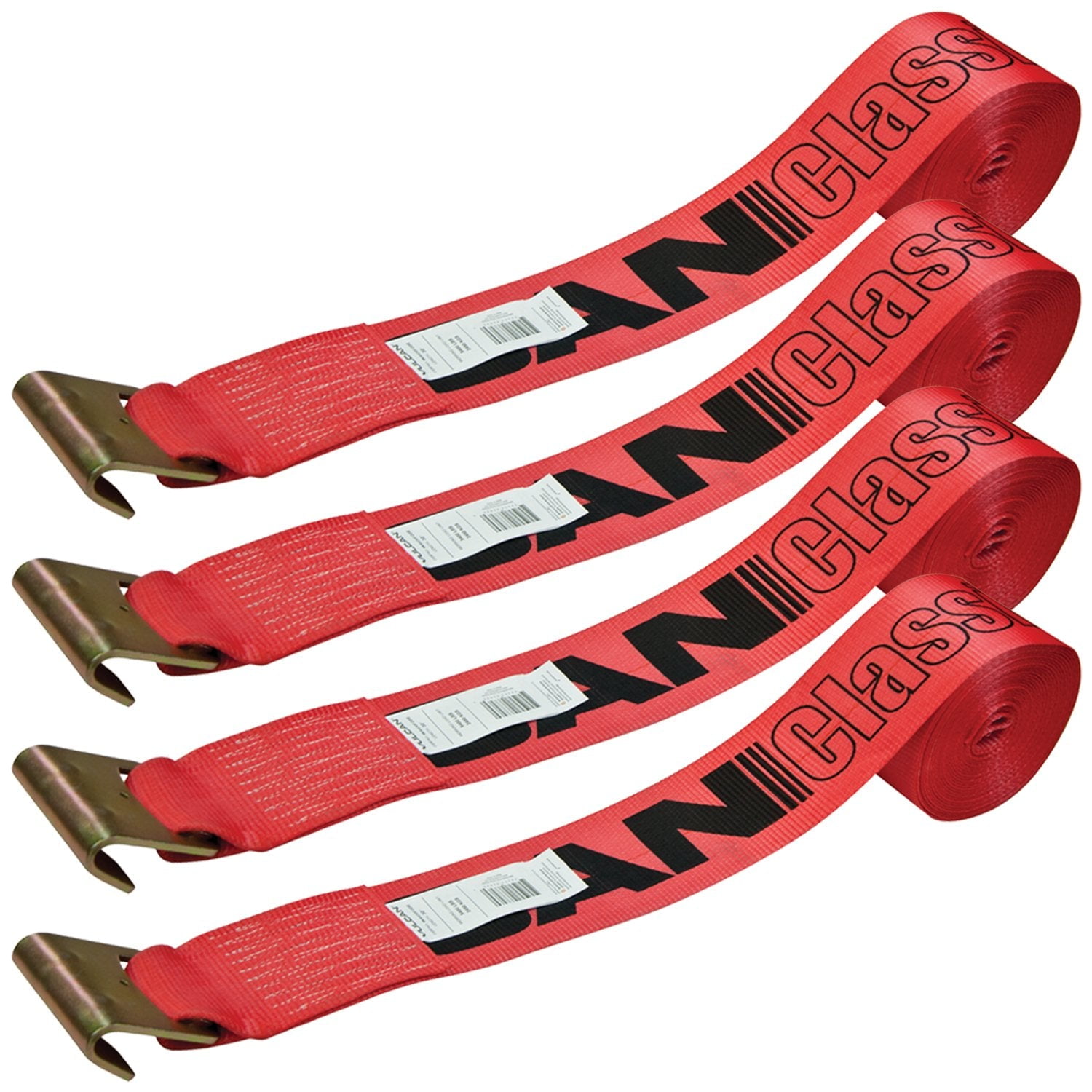 VULCAN Winch Strap - Flat Hook - 4 inch x 30 foot - Classic Red - 4 ...