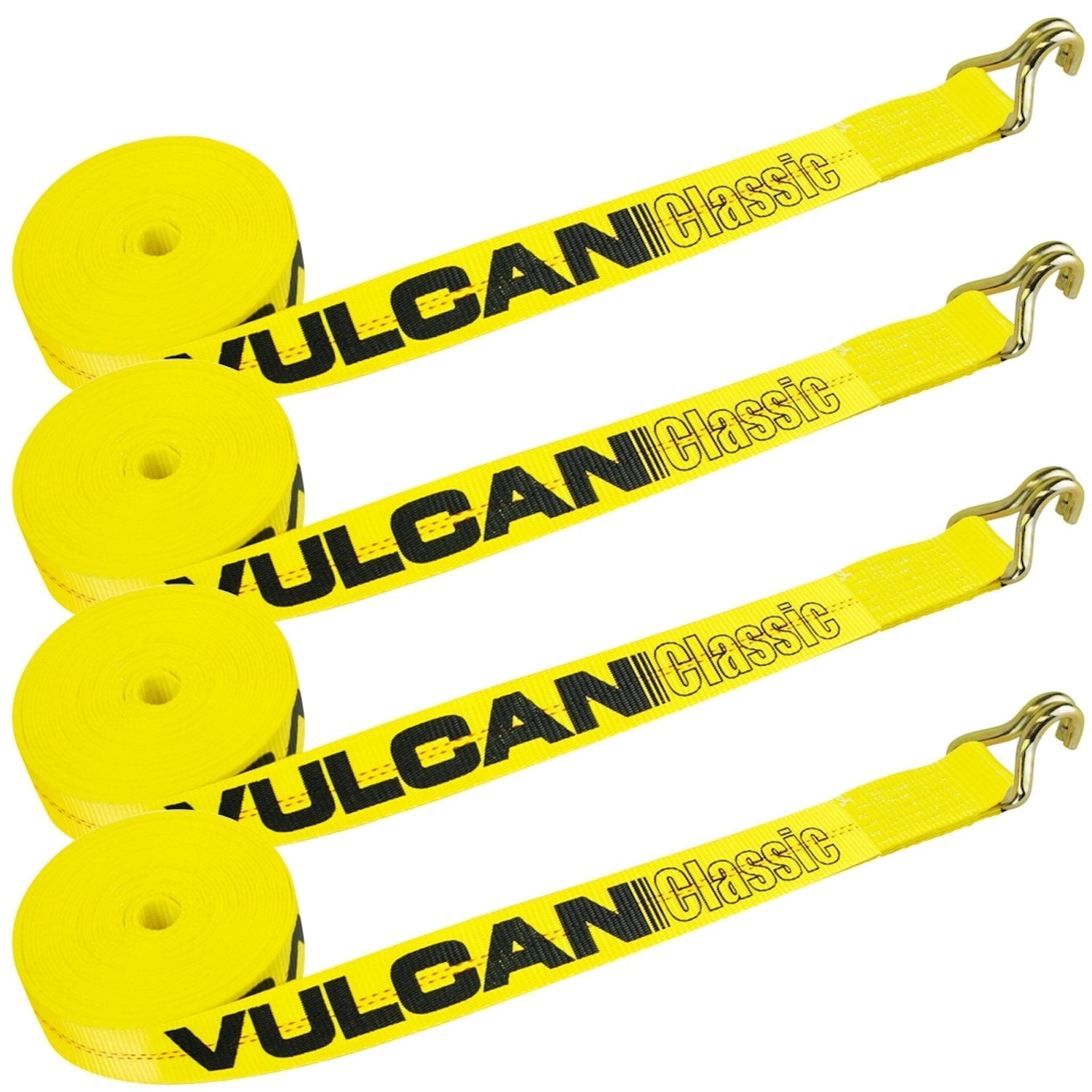 VULCAN Winch Strap - Wire Hook - 2 inch x 27 foot - 4 Pack - Classic ...