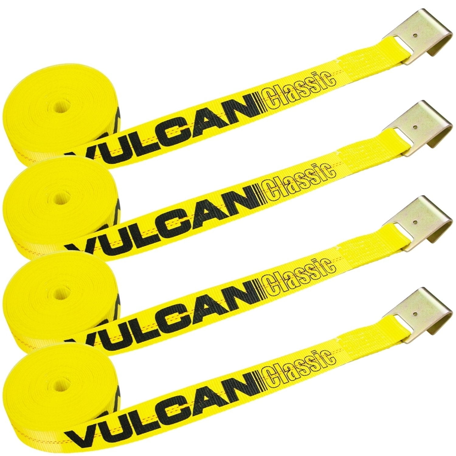 VULCAN Winch Strap with Flat Hook - 2 Inch x 27 Foot - 4 Pack - Classic ...