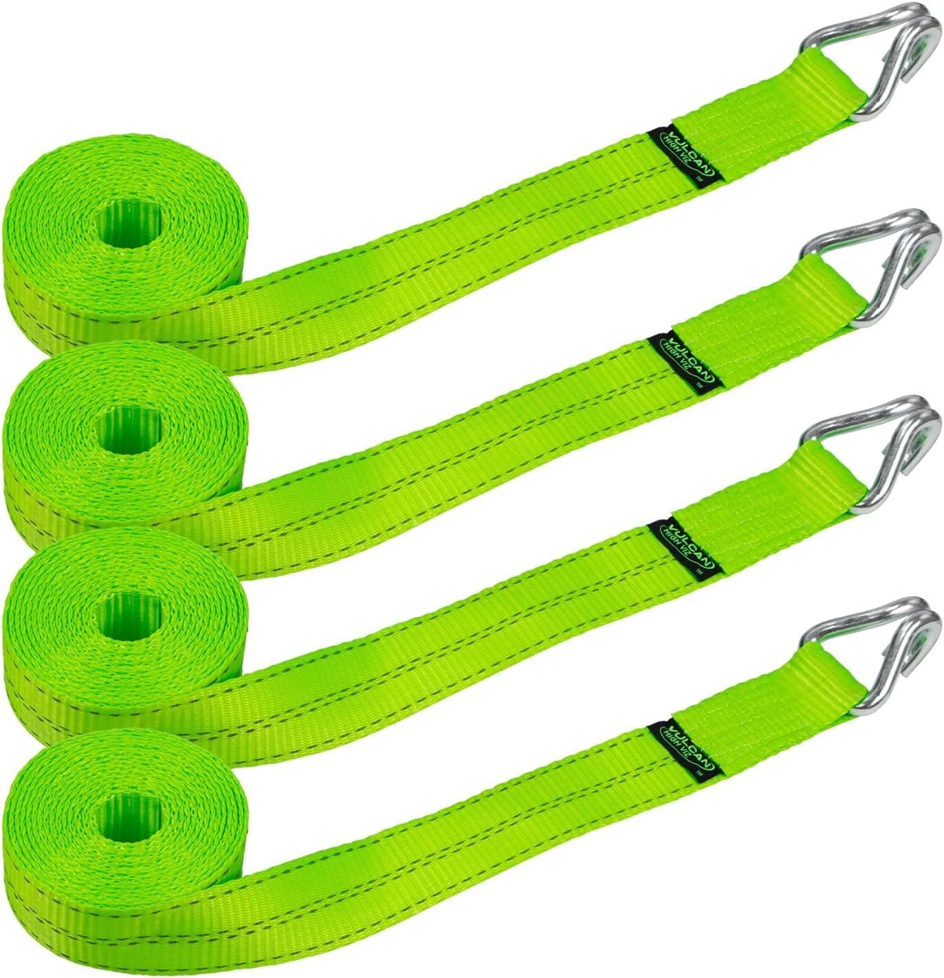 VULCAN Winch Strap with Heavy Wire Hook - 2 Inch x 15 Foot - 4 Pack ...