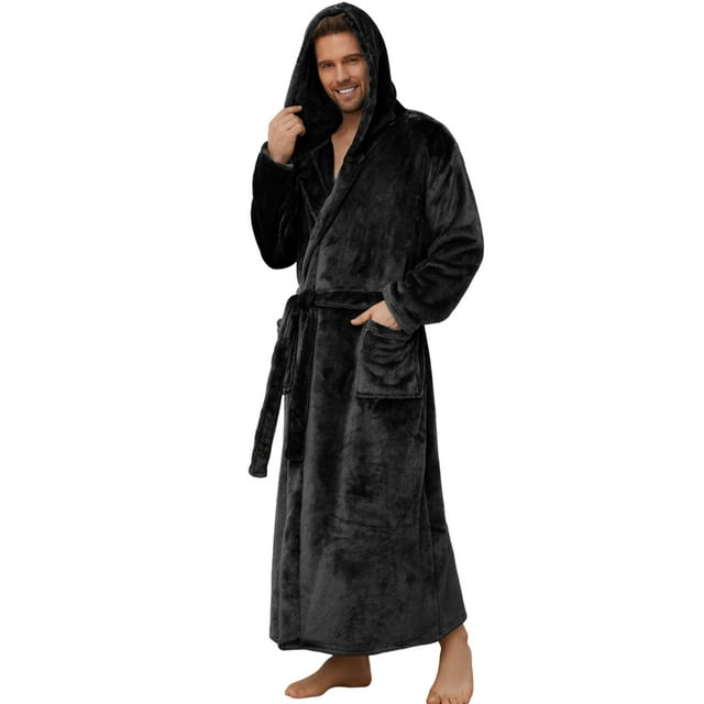 VULCANODON Mens Big and Tall Robe with Hooded, Full Length Thickened ...