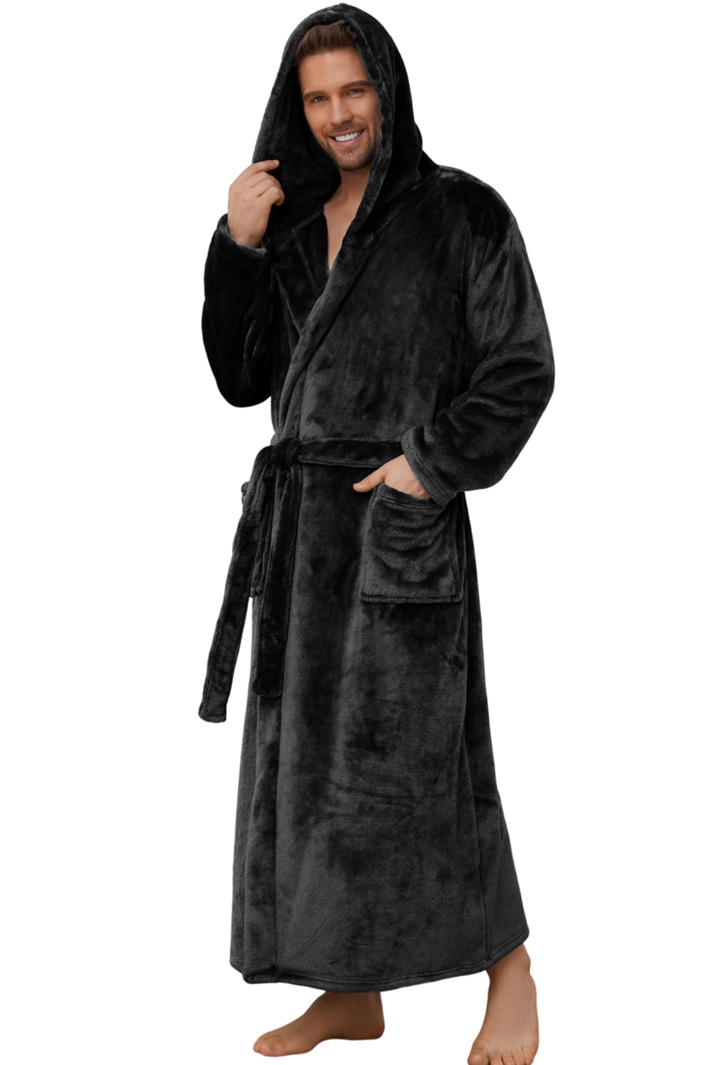 VULCANODON Mens Big and Tall Robe with Hooded, Full Length Thickened ...