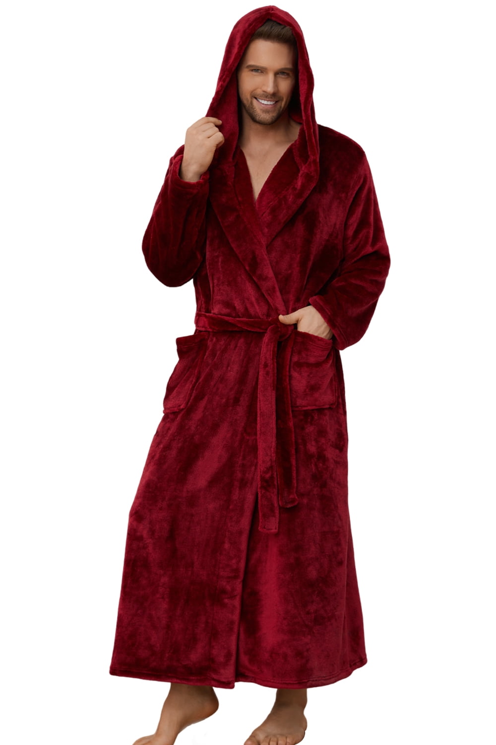 VULCANODON Mens Big and Tall Robe with Hooded, Full Length Thickened ...