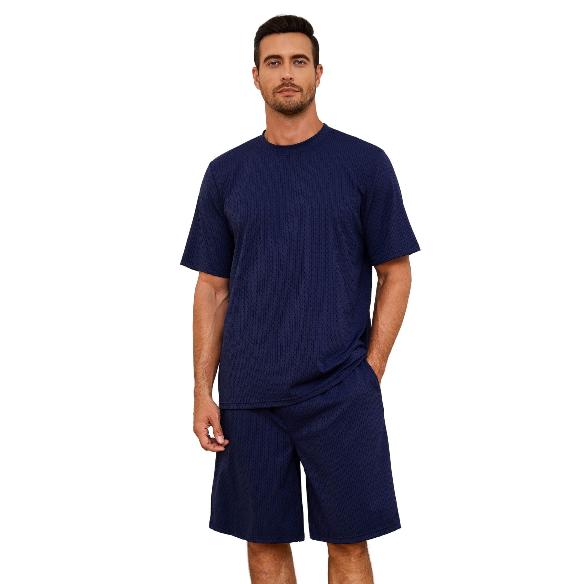 VULCANODON Mens Pajama Set, Short Sleeved Pajamas Set for Men Lounge ...