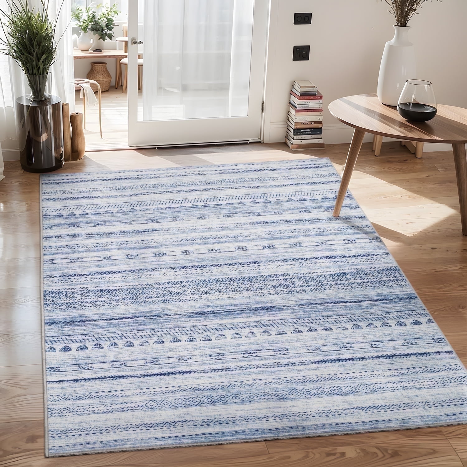 VUNATE Washable Area Rug, 3'x5' Boho Moroccan Neutral Rug, Soft ...