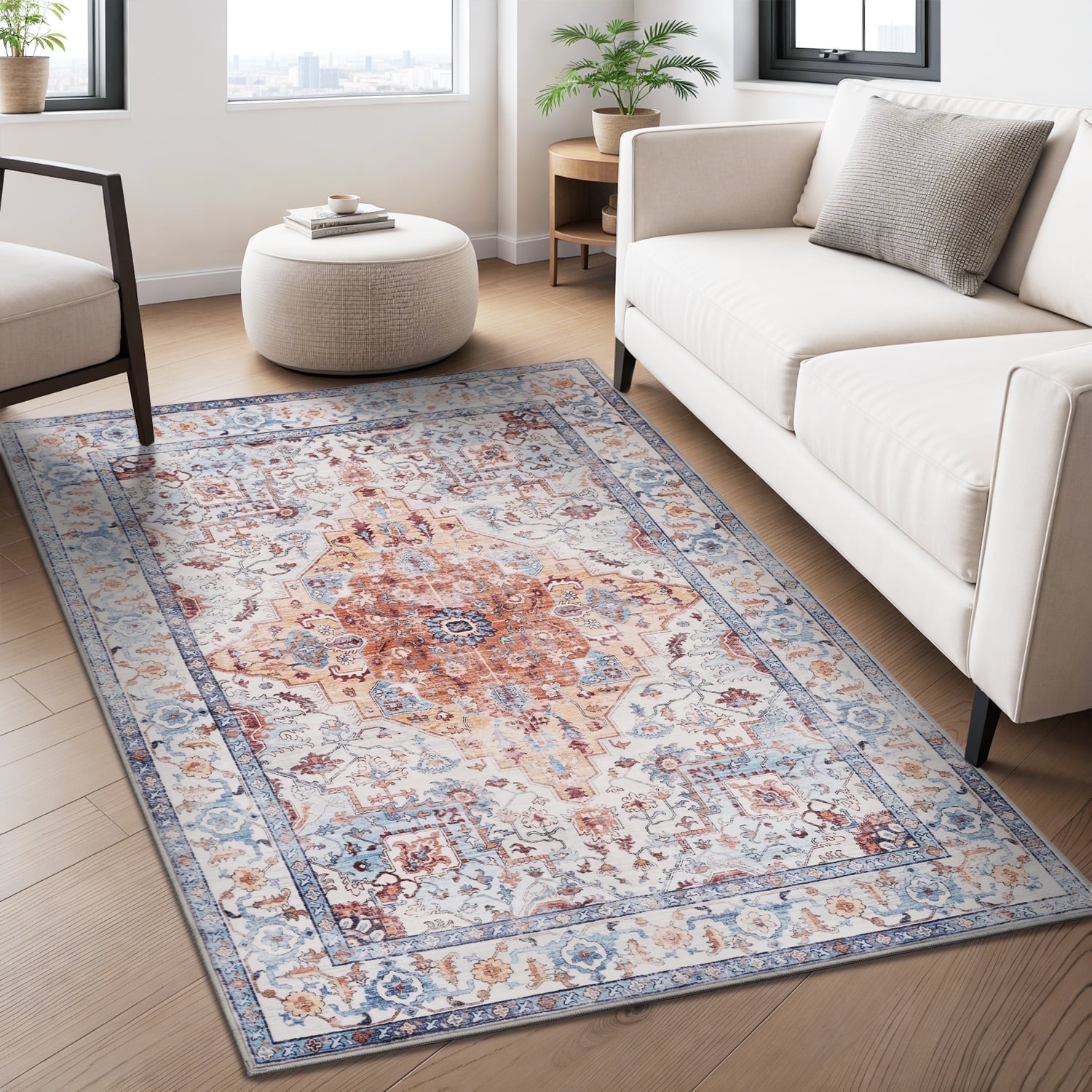 VUNATE 3x5 Area Rugs for Living Room Washable Rugs Floral Vintage Area ...