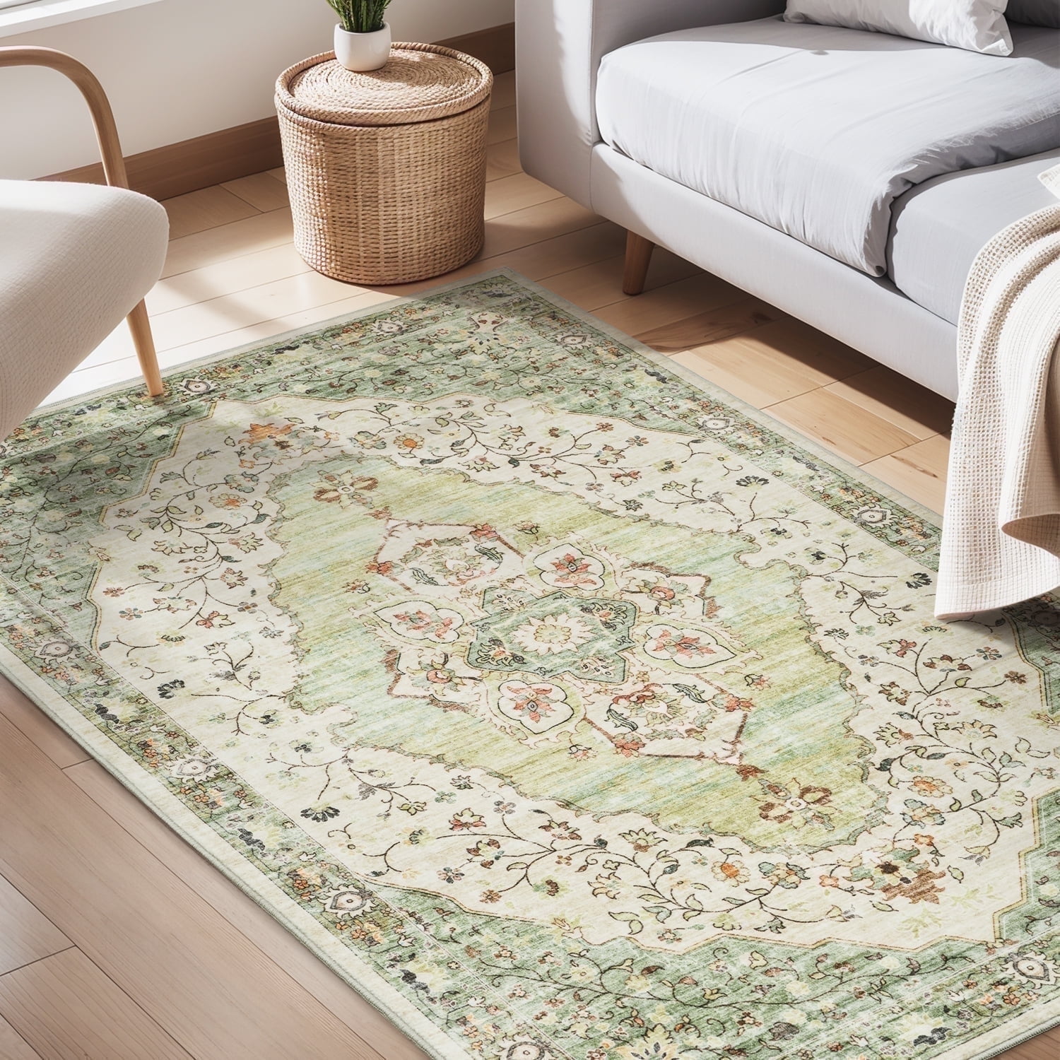 VUNATE 3x5 Area Rugs for Living Room Washable Rugs Floral Vintage Area ...