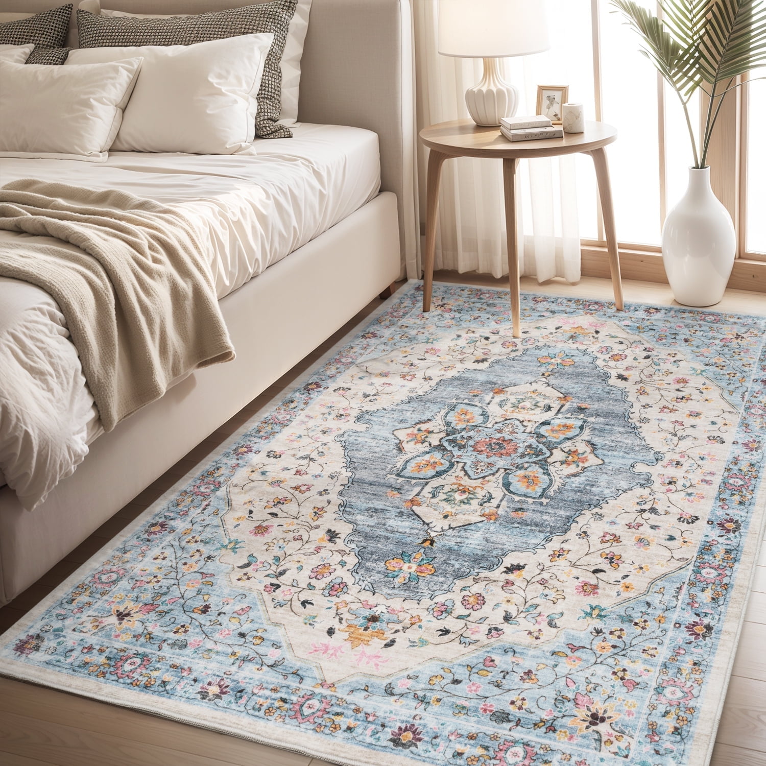 VUNATE 3x5 Area Rugs for Living Room Washable Rugs Floral Vintage Area ...