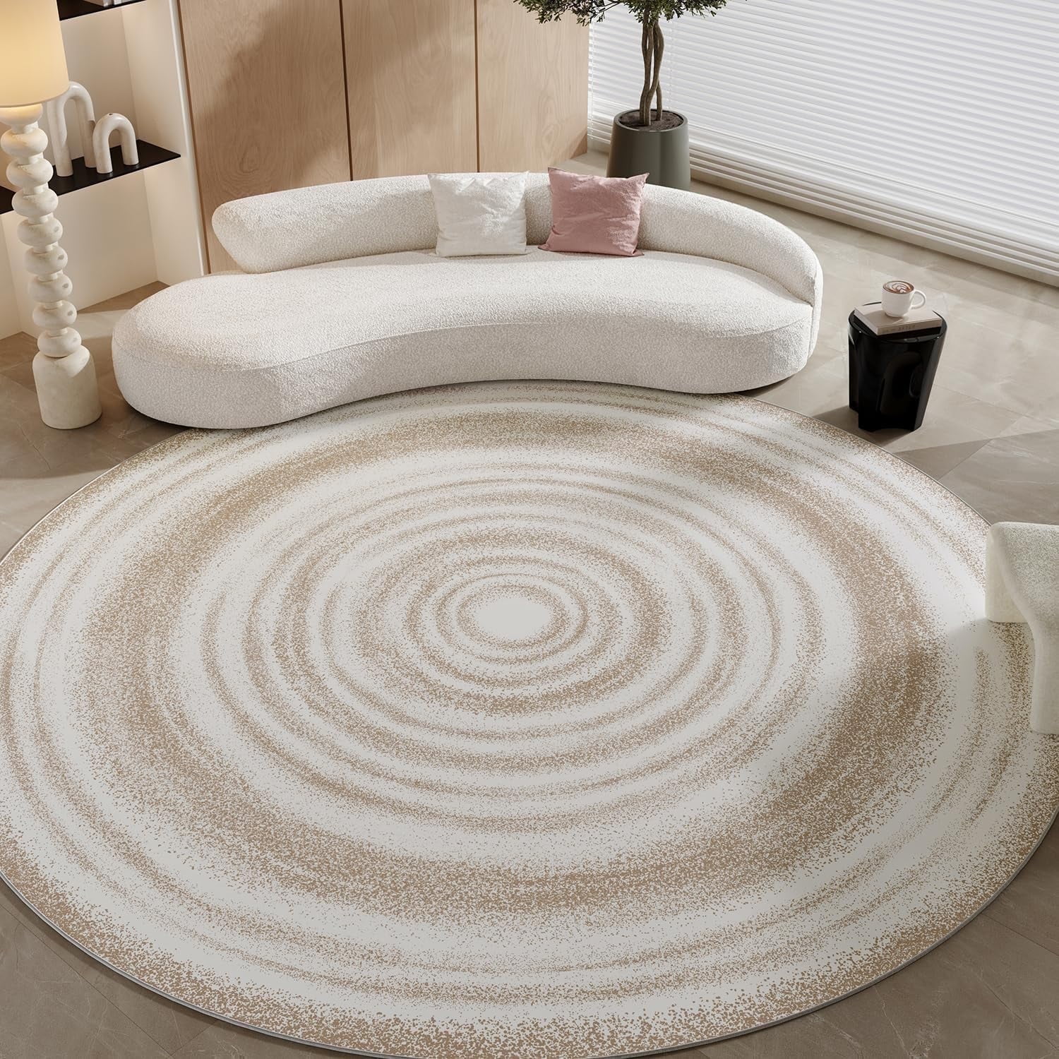 VUNATE 6'x6' Round Rug for Living Room Washable Rugs Modern Abstract ...