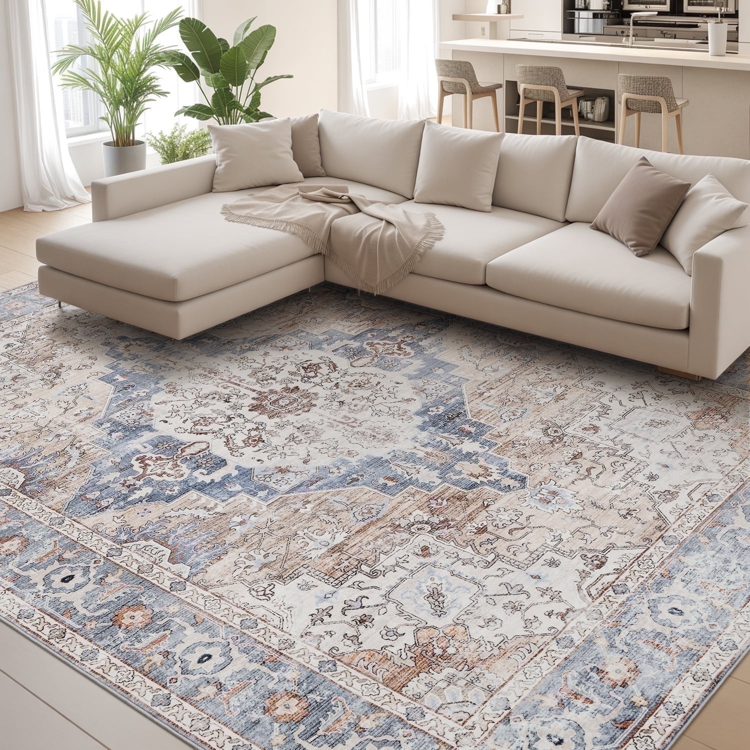 VUNATE 6'x9' Area Rugs for Living Room Washable Rugs Floral Vintage ...