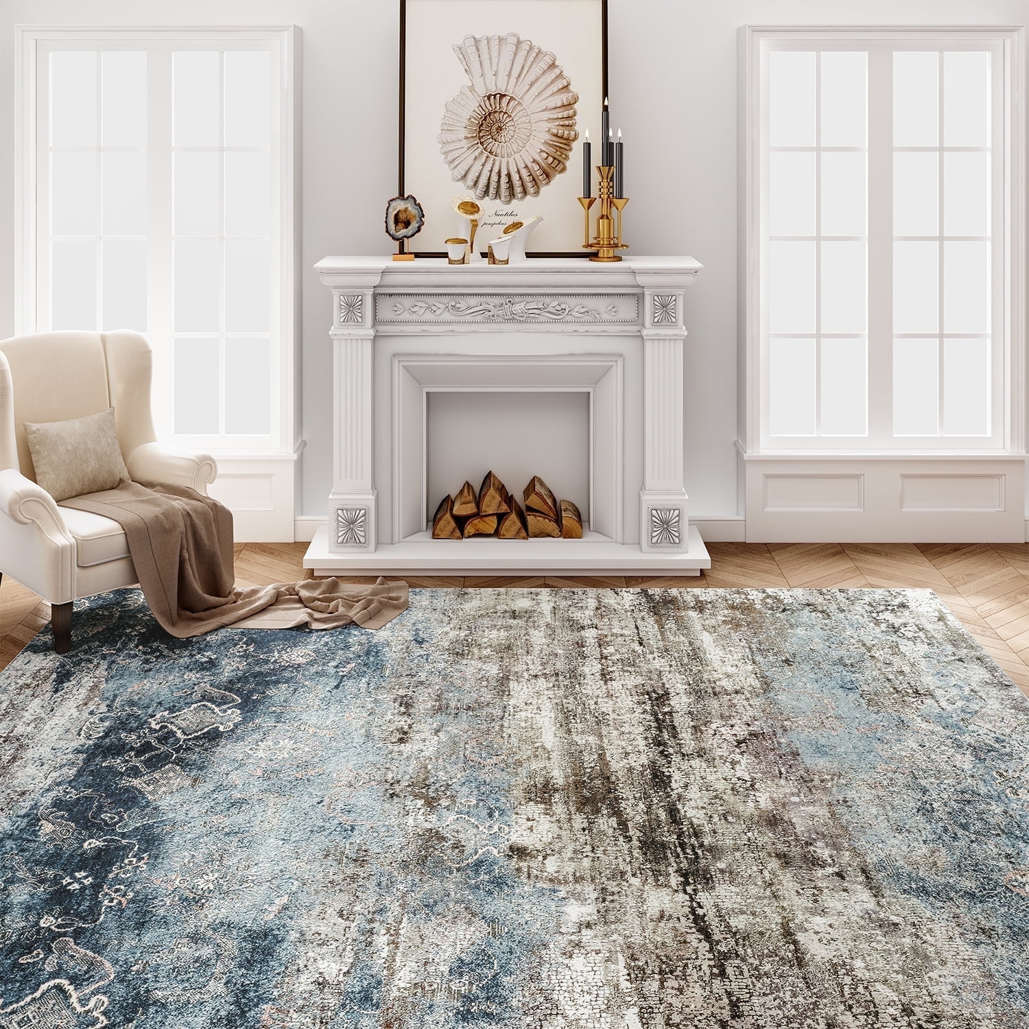 VUNATE Vintage Abstract Area Rug 8x10 Indoor Machine Washable Soft ...