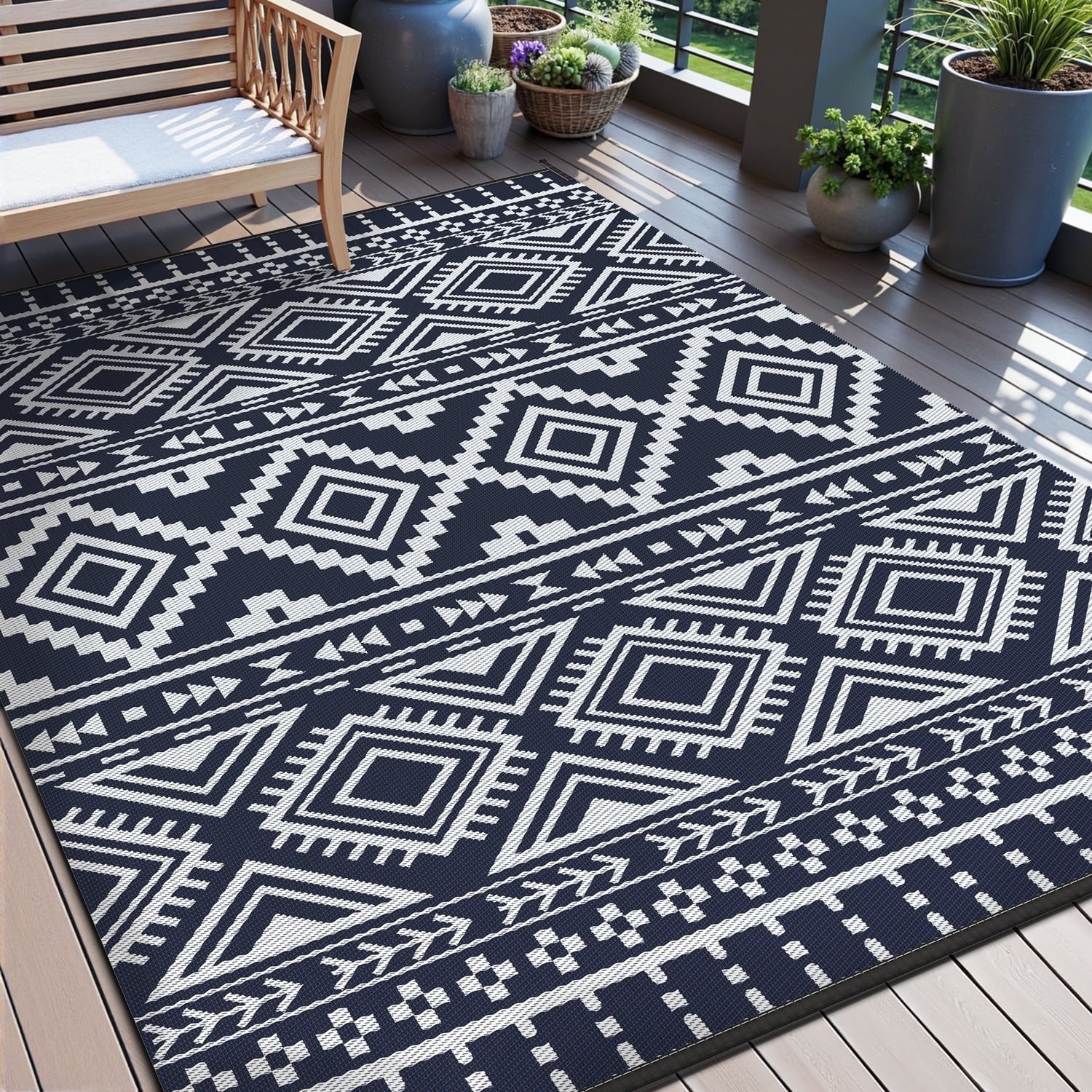 VUNATE Outdoor Rug Carpet 6'x9' Waterproof Reversible Patio Rug ...