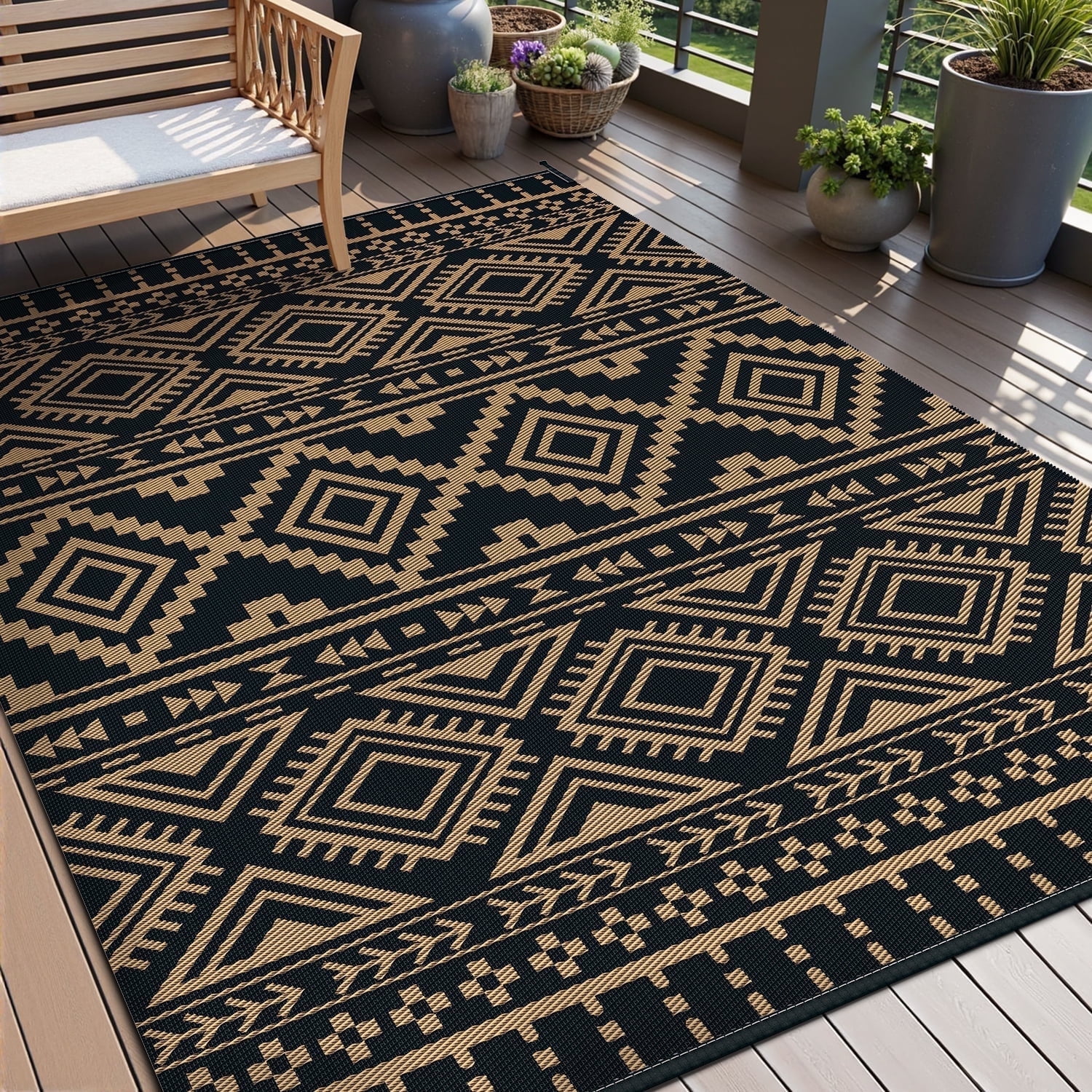 VUNATE Outdoor Rug Carpet 8'x10' Waterproof Reversible Patio Rug ...