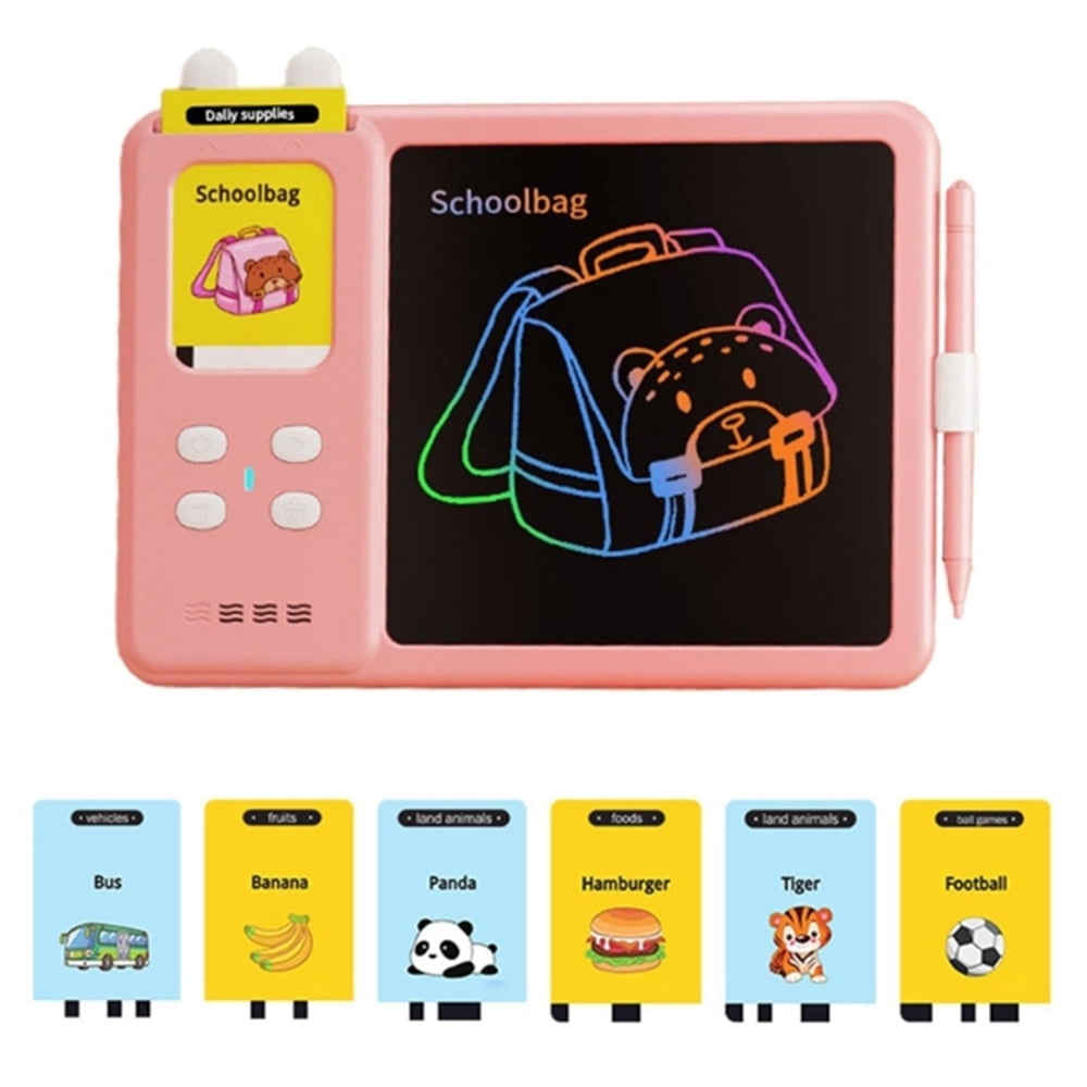 VURUC Kids LCD Writing Tablet & Card Reader, 112 Cards Reusable Drawing ...