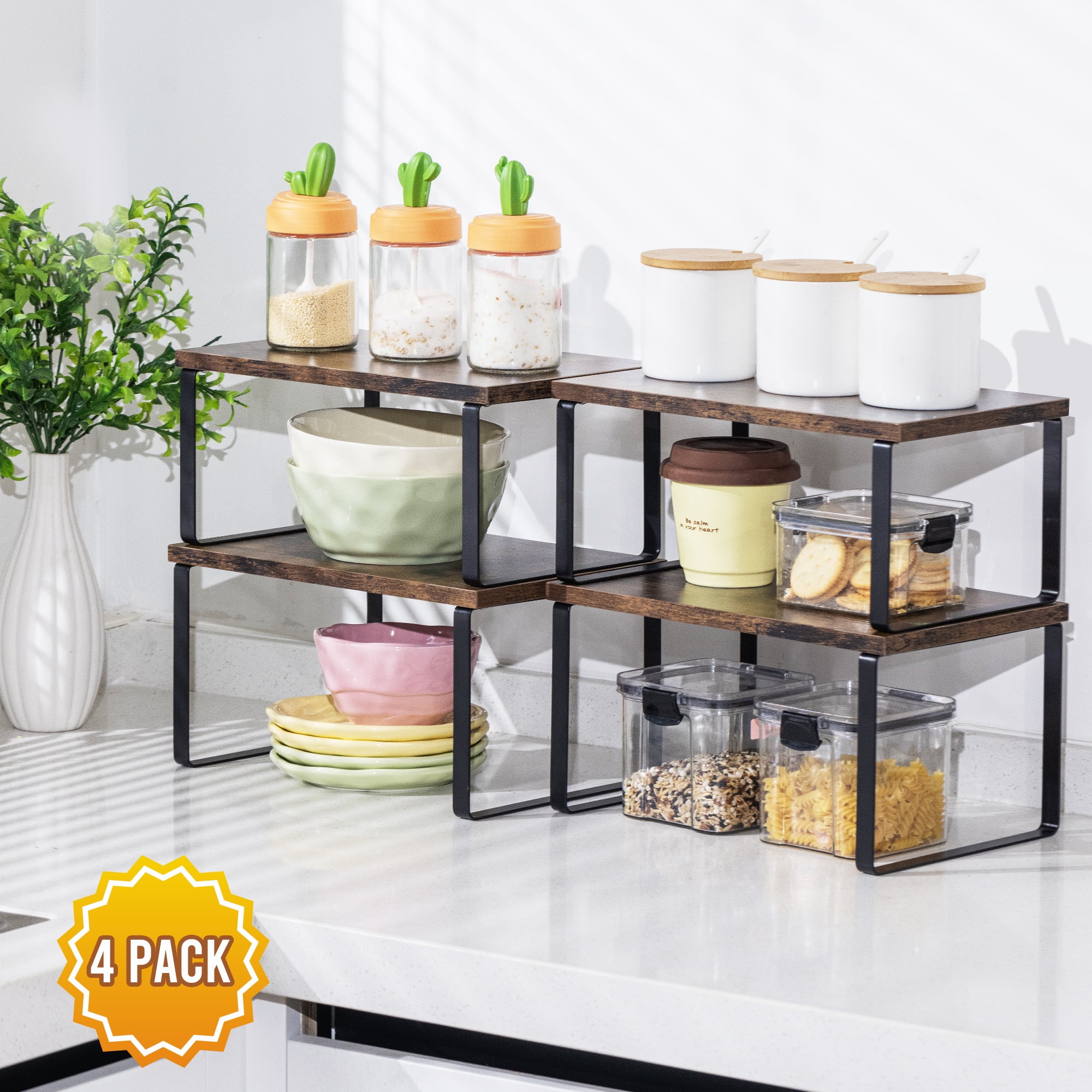 VUSIGN Cabinet Organizer Shelf, 4 Sets Kitchen Counter Shelves ...