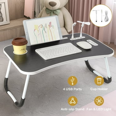 Foldable Laptop Bed Table Lap Desk Stand, Tray Dining Table With Slots ...