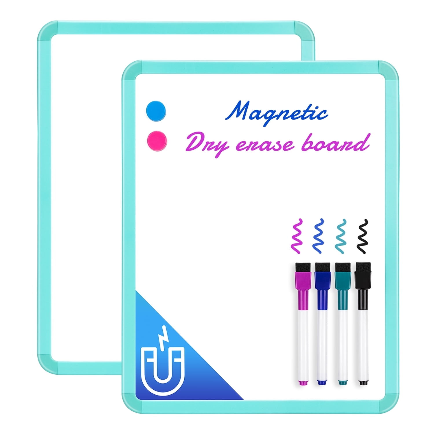 VUSIGN Magnetic Dry Erase Whiteboard with 2 Magnets and 4 Markers, 2 Pack - Walmart.com